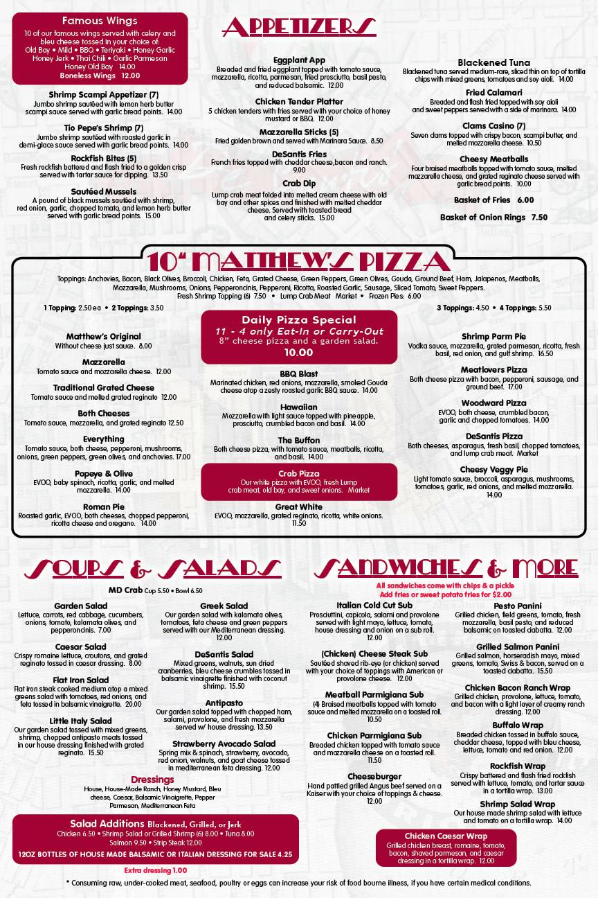 Menu at Desantis Pizza Grill & Bar, Perry Hall