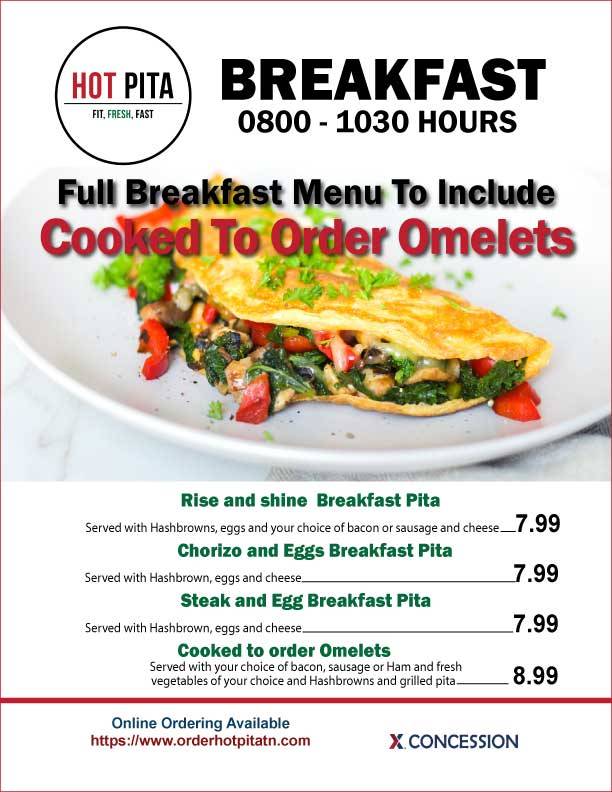 Menu at Hot Pita desserts, Fort Campbell