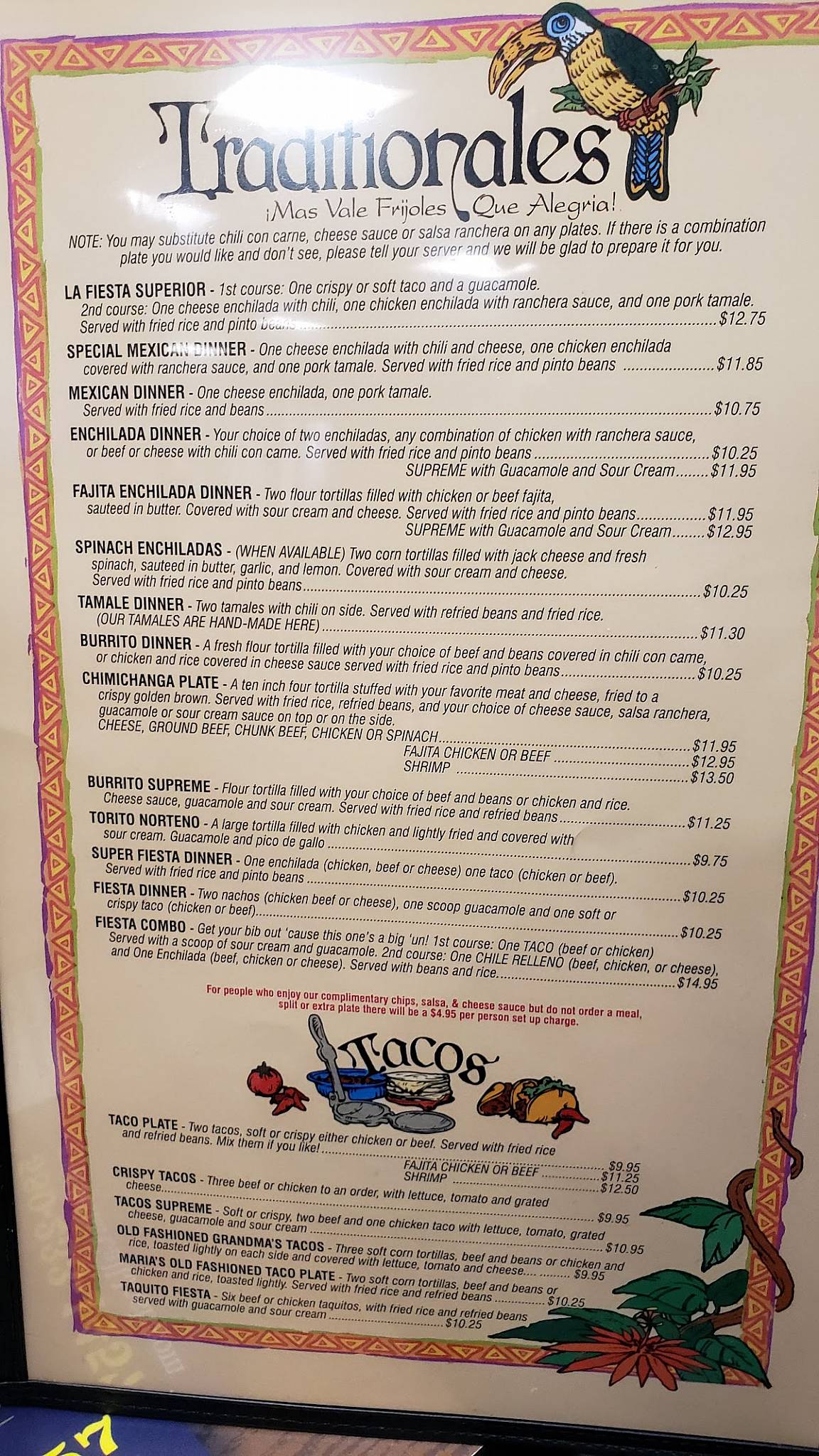 Menu at La Fiesta Mexican Cafe, Enid