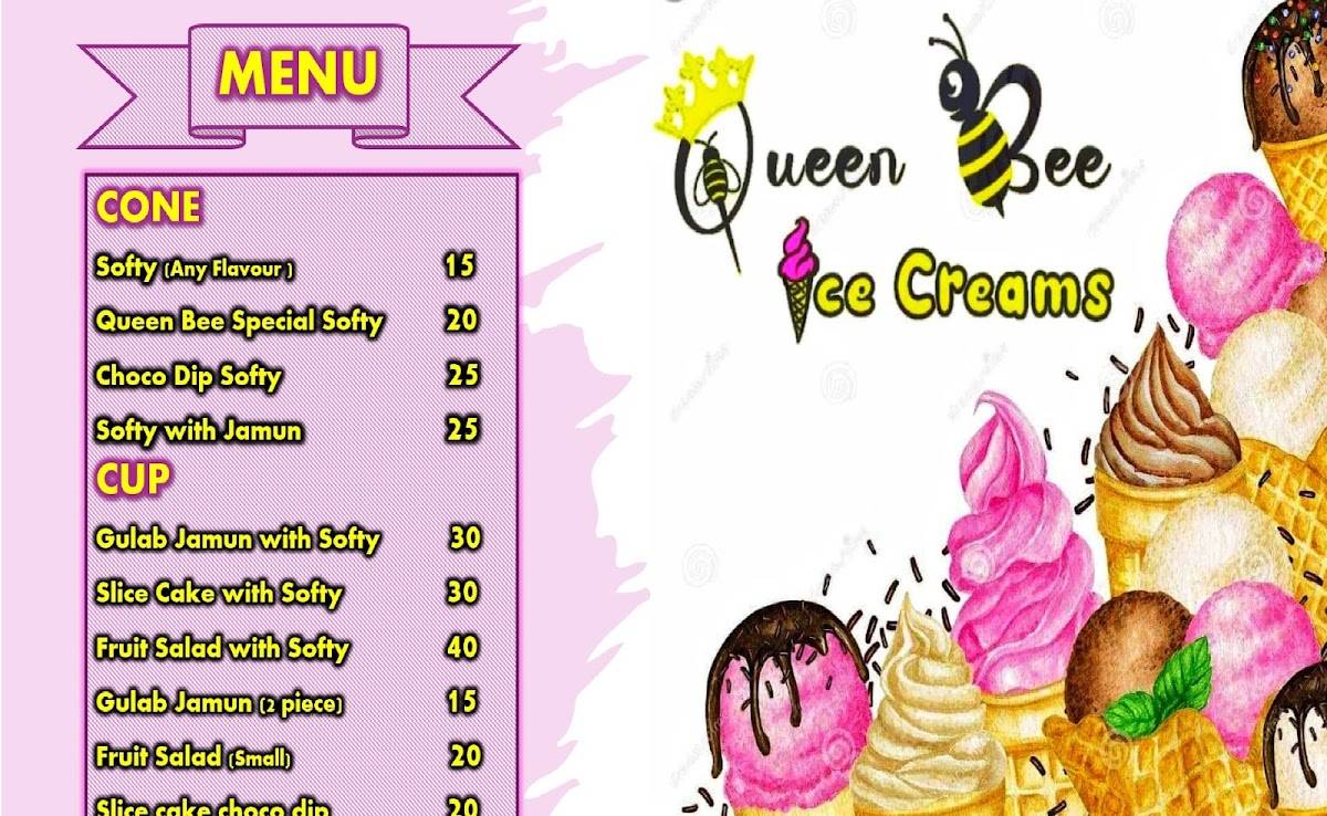 Menu at Queen Bee Icecreams, Bengaluru