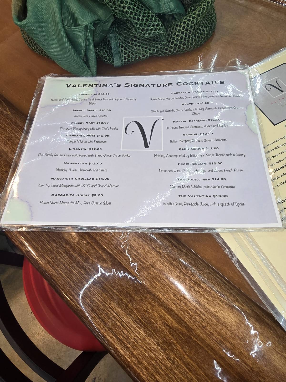 Menu at Valentina's Italian Bistro desserts, Fleming Island