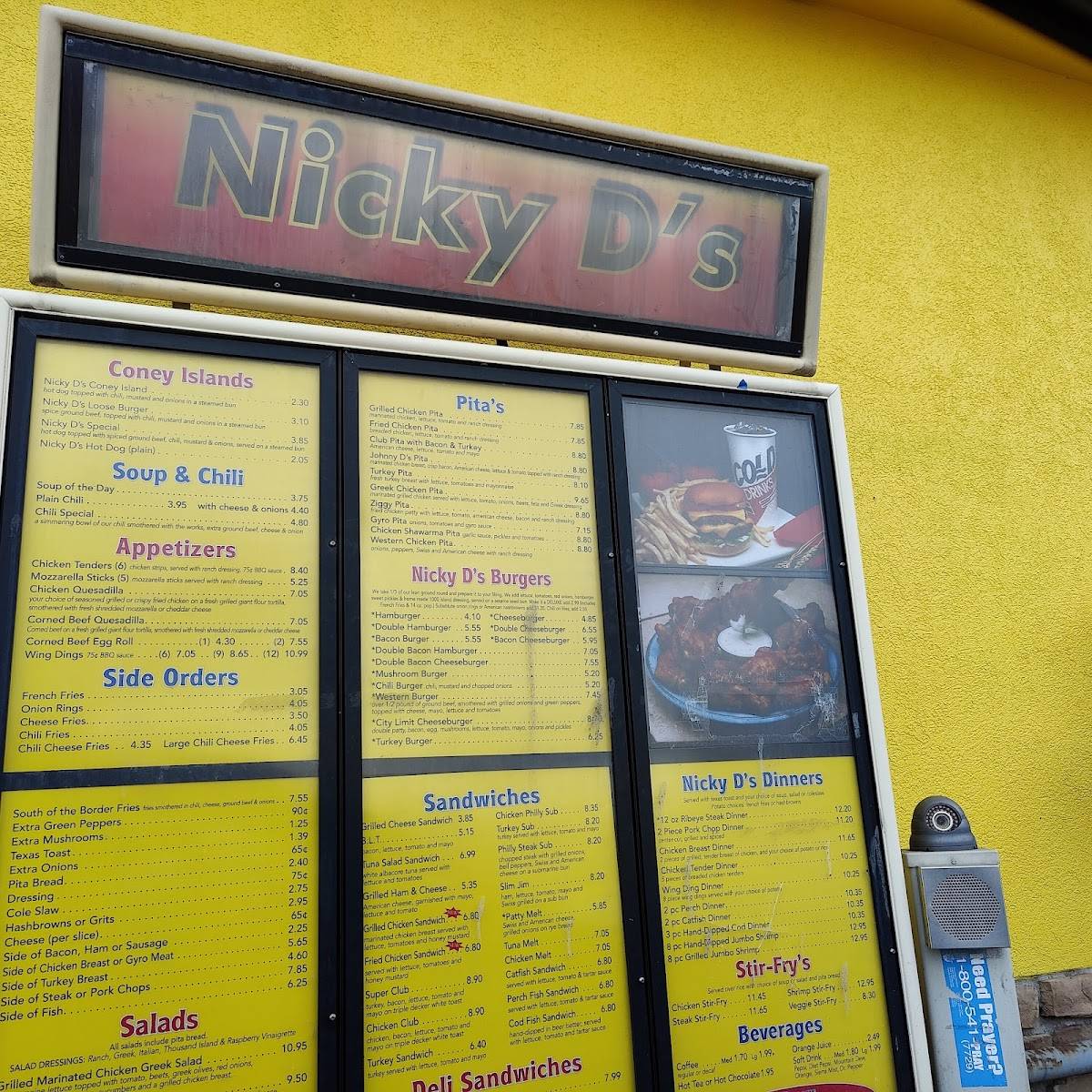 Menu at Nicky D's restaurant, Warren, 8 Mile Rd