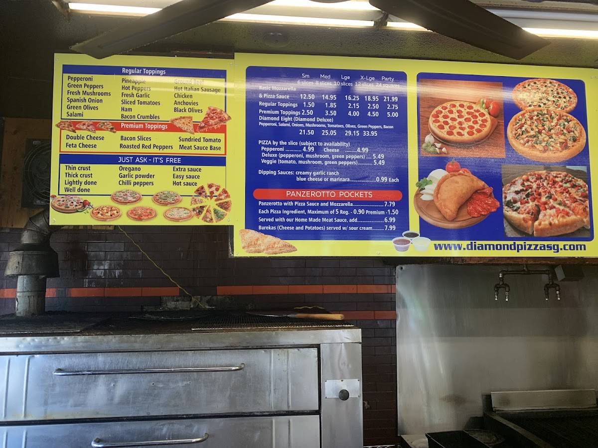 Menu at Diamond Pizza pizzeria, Toronto, 510 Main St
