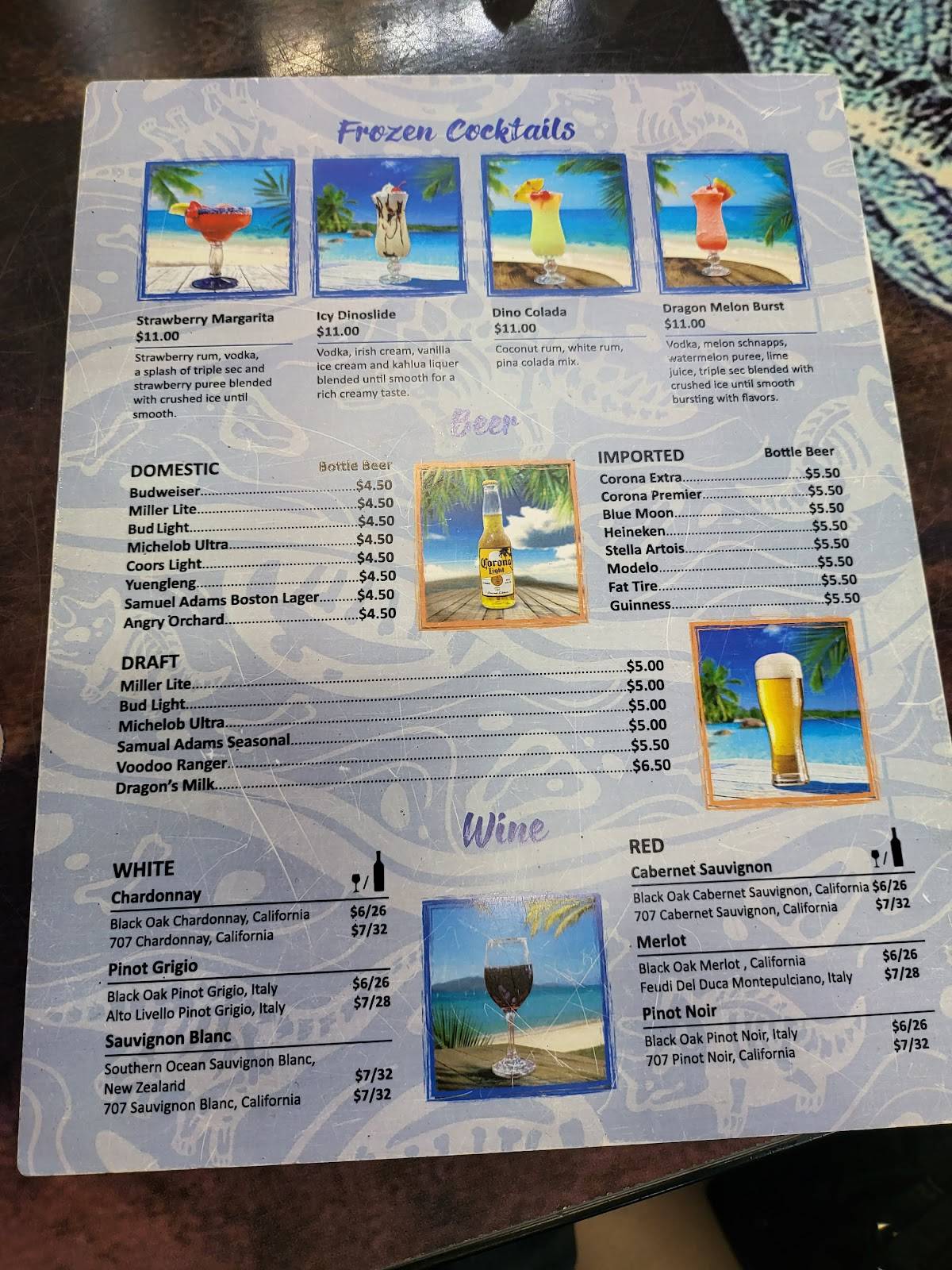 Menu at DinoLand Cafe, Myrtle Beach