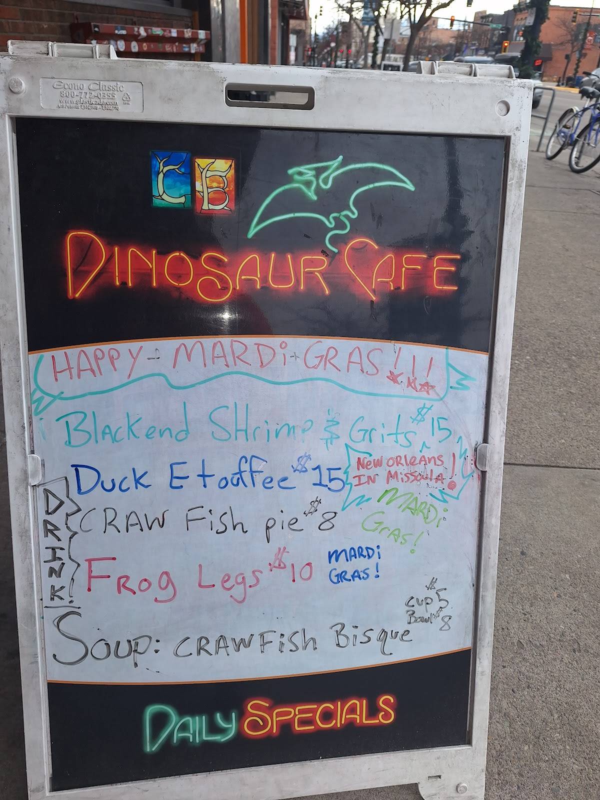 Menu at Dinosaur Cafe, Missoula