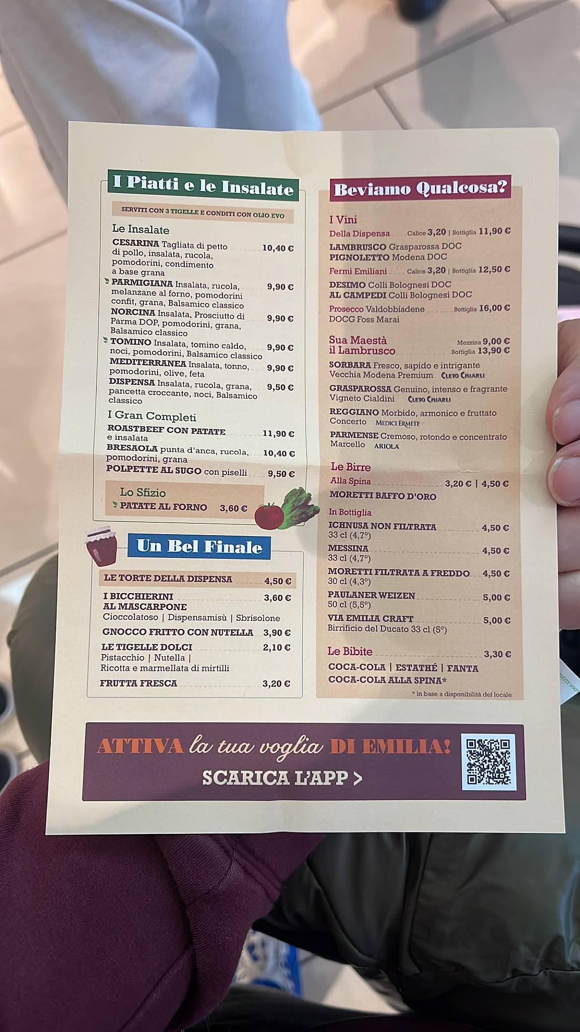 Menu da Dispensa Emilia Porta di Roma ristorante, Roma