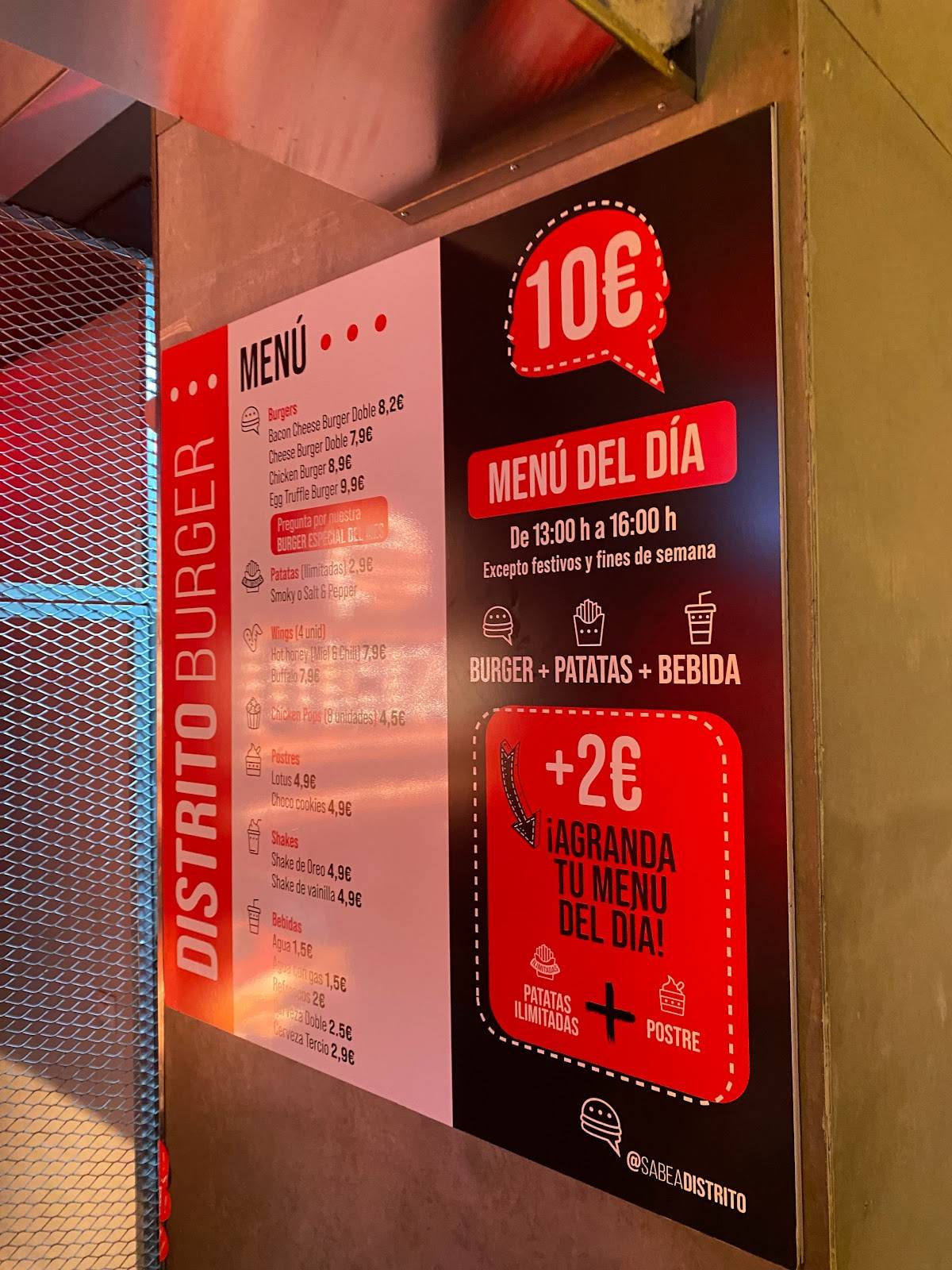 Carta del restaurante Distrito Burger - Princesa, Madrid, Calle del la ...