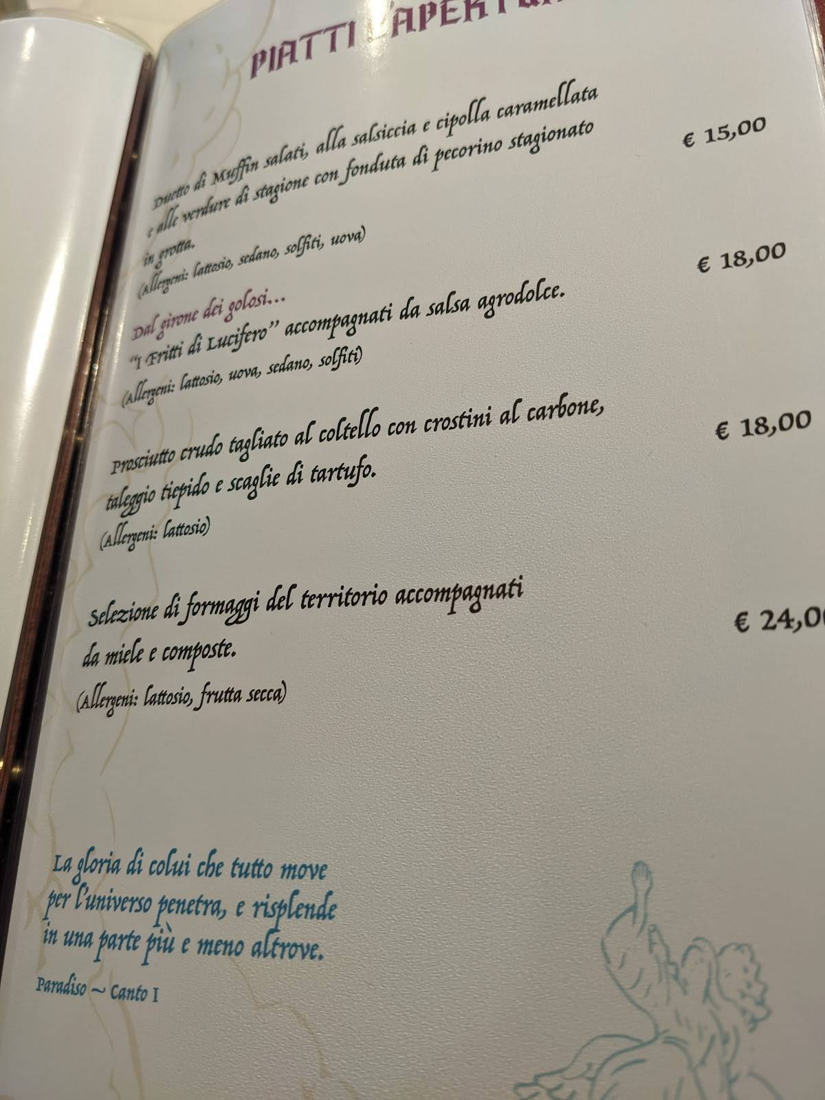 Menu da La Divina Bistecca steakhouse, Bertinoro