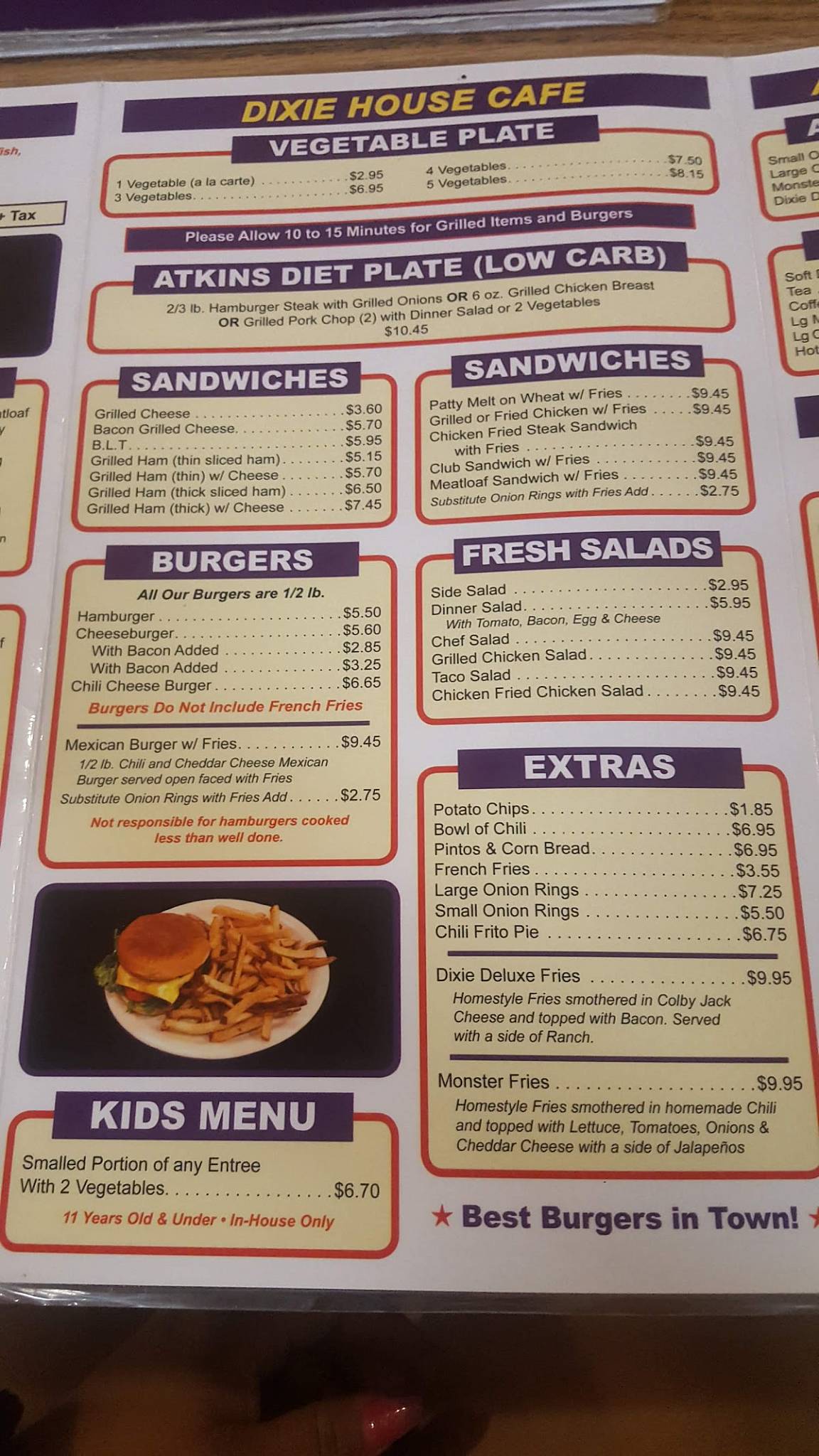 Menu at Dixie House Cafe, Fort Worth, E Belknap St
