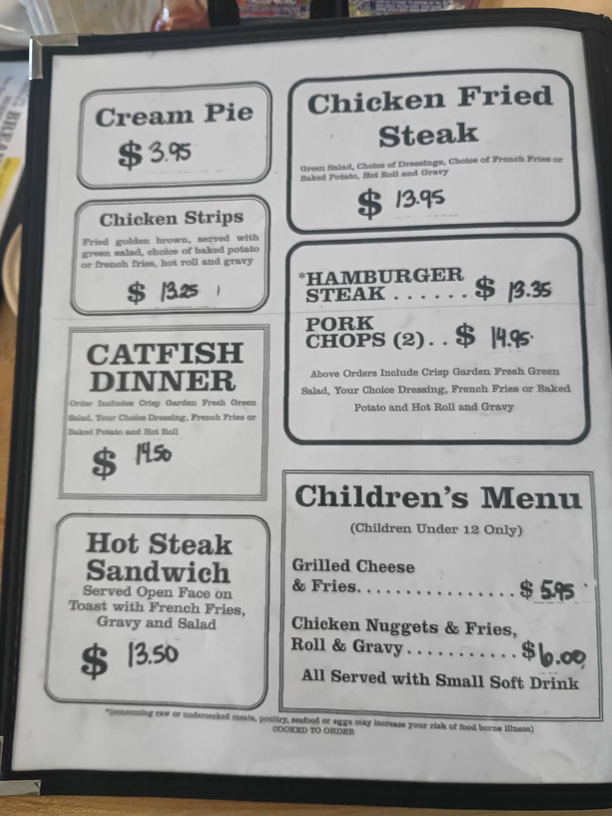 Menu at Dixie Pig restaurant, Abilene, Butternut St