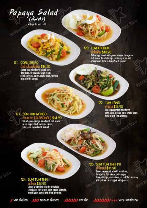 Menu at Dodee Paidang restaurant, Melbourne