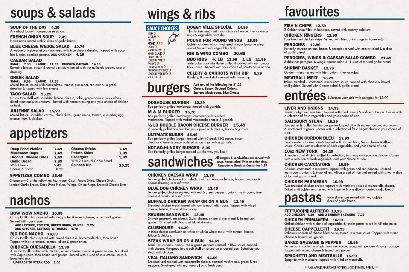 Menu at Dog House Sports Bar Azilda, Sudbury