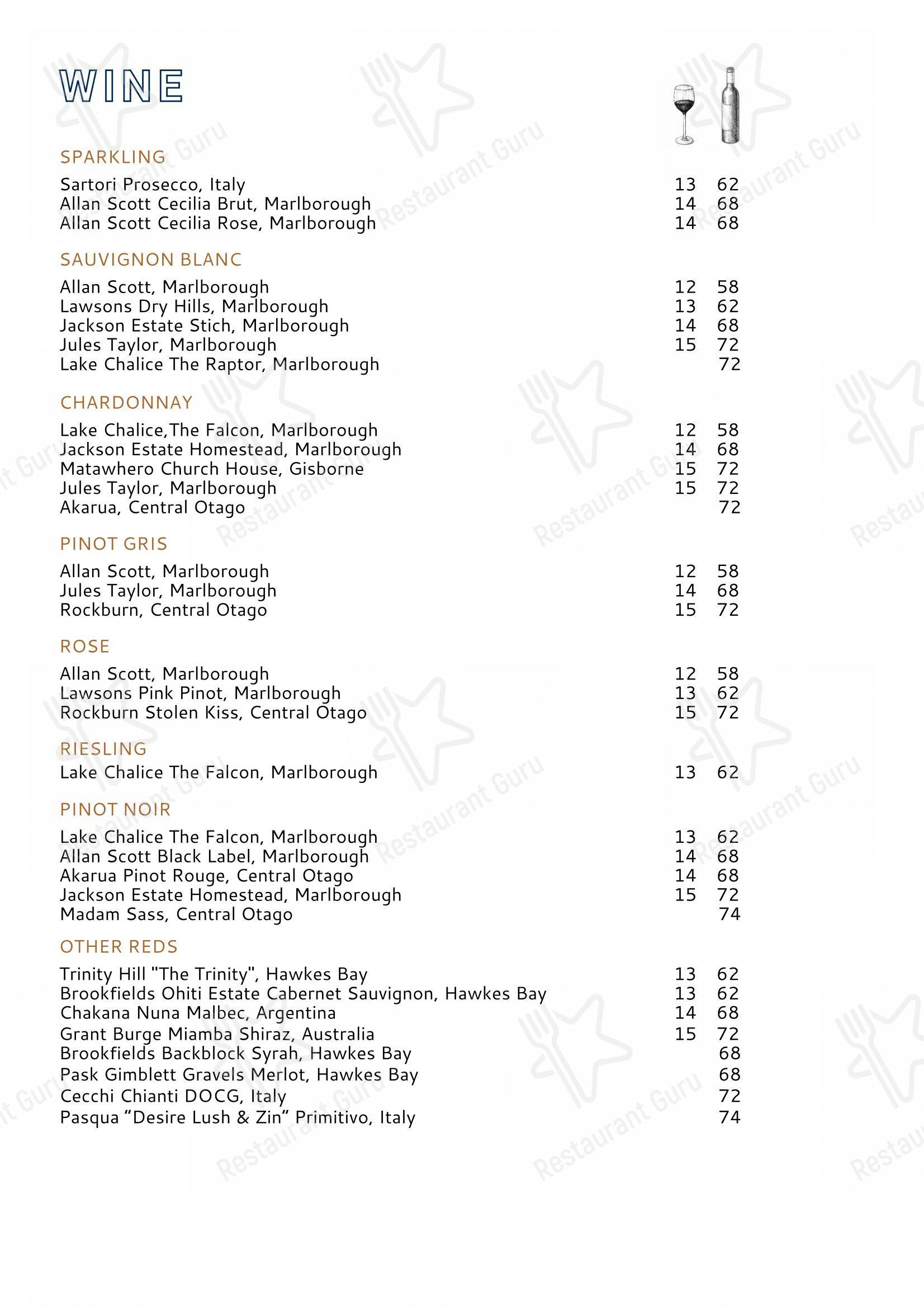 Menu at Dolce Cafe, Restaurant & Bar, Blenheim