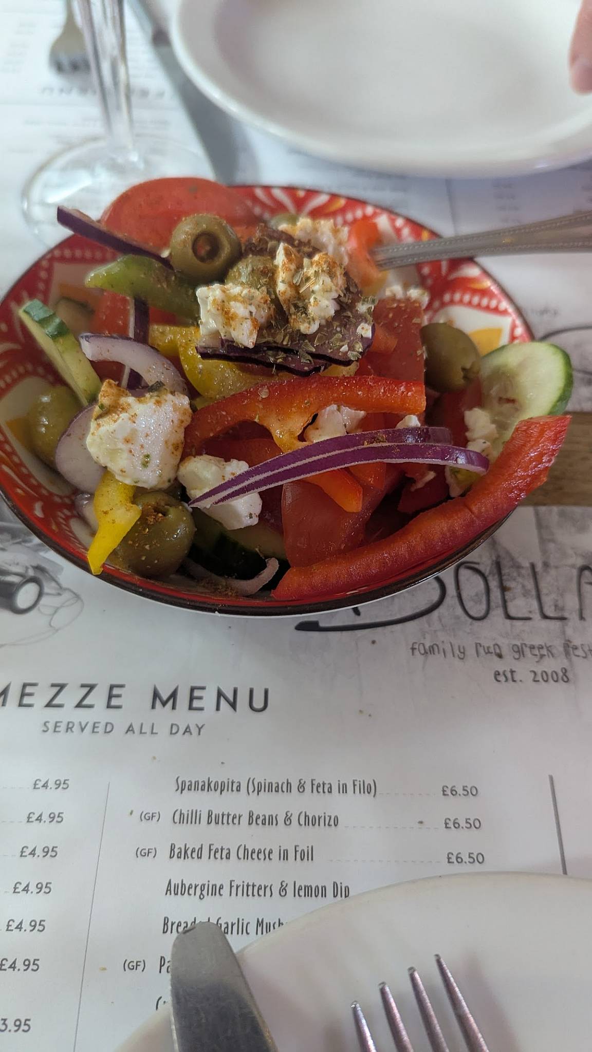 Menu at Dollakis restaurant, Enniskillen