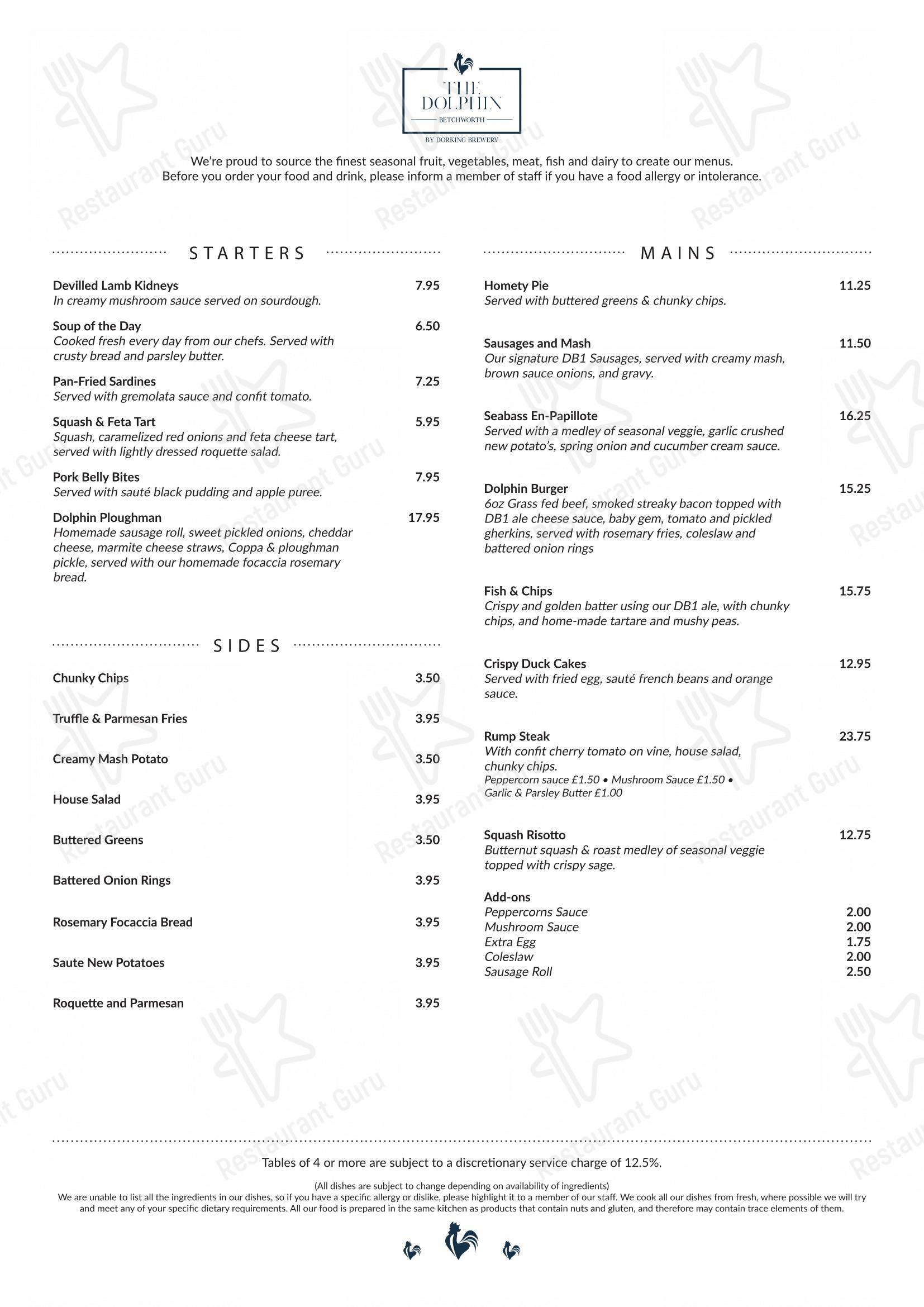 Menu at Dolphin pub & bar, Betchworth