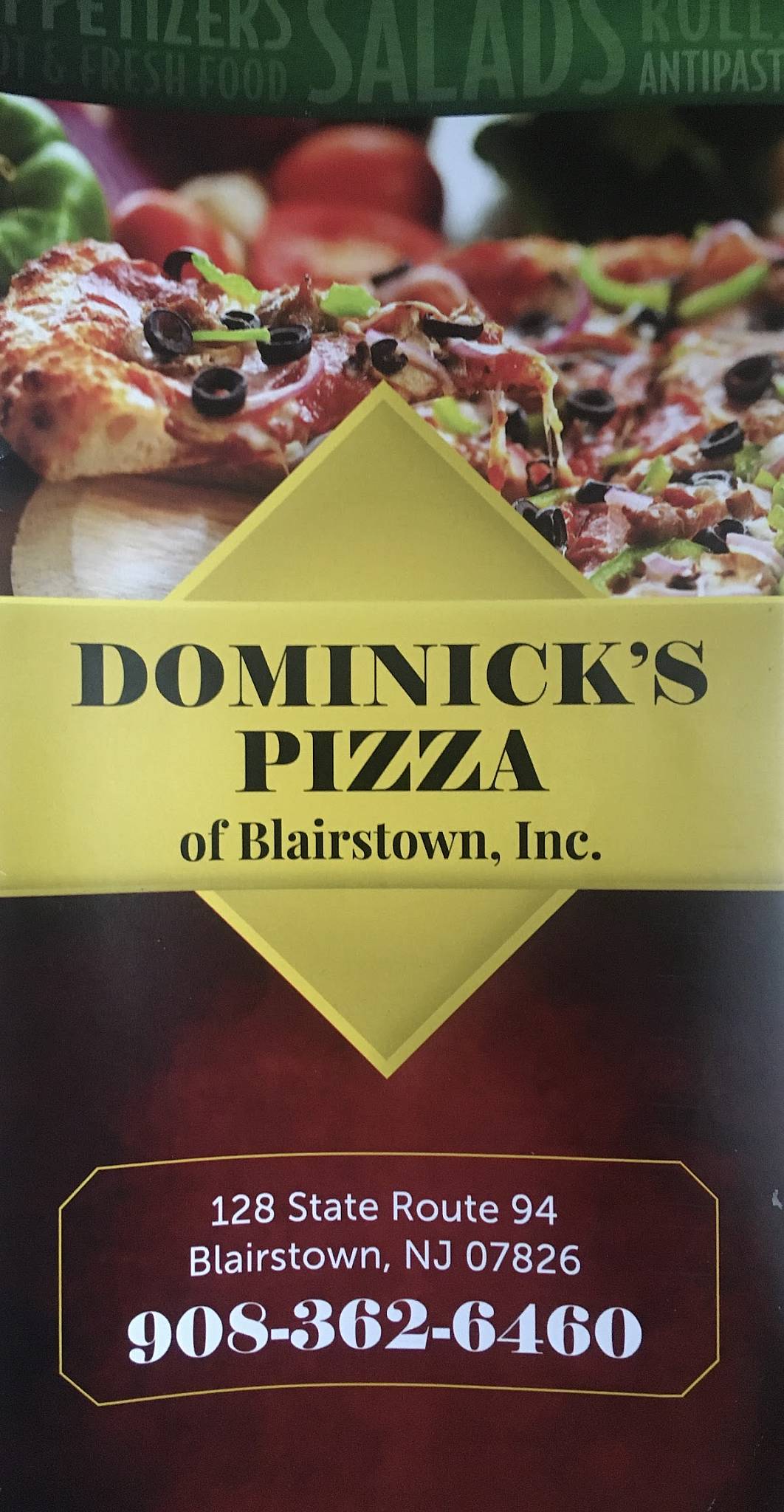 Menu at Dominick's Pizzeria & Restaurant, Blairstown