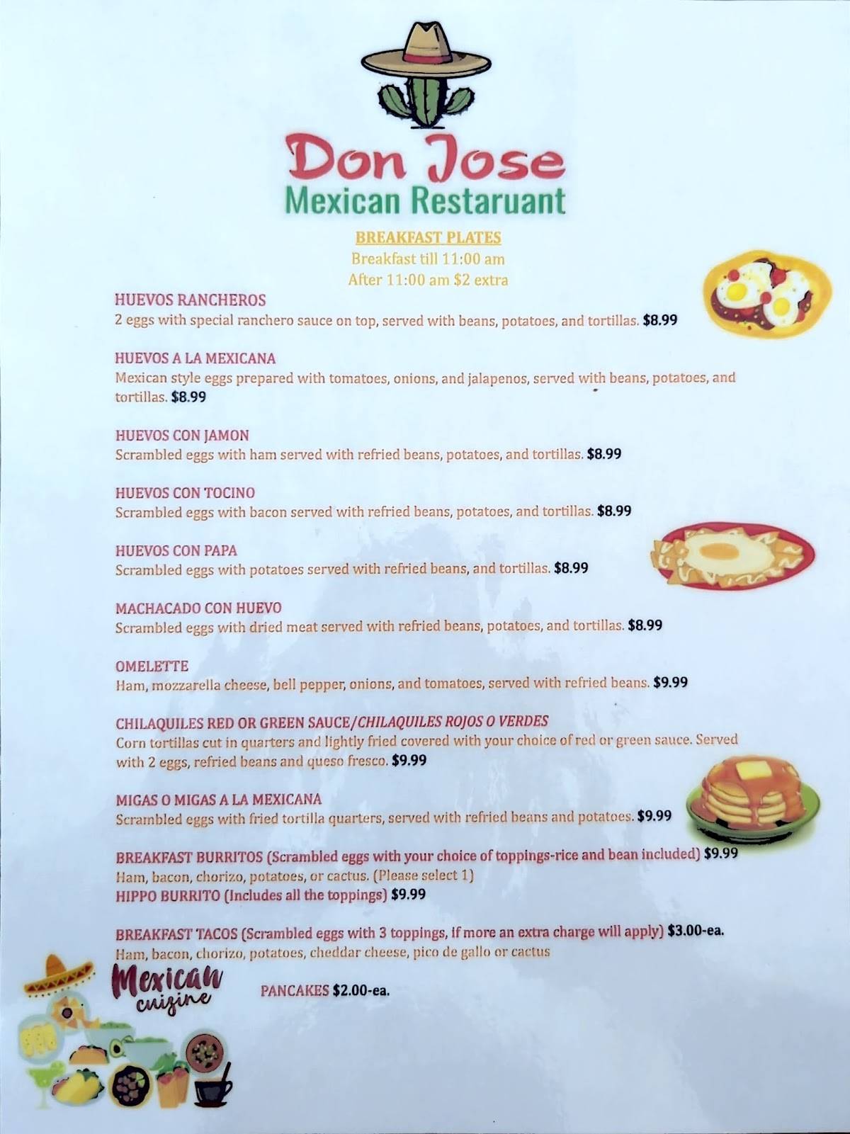 Menu at Don Jose Mexican Restaurant, Angleton