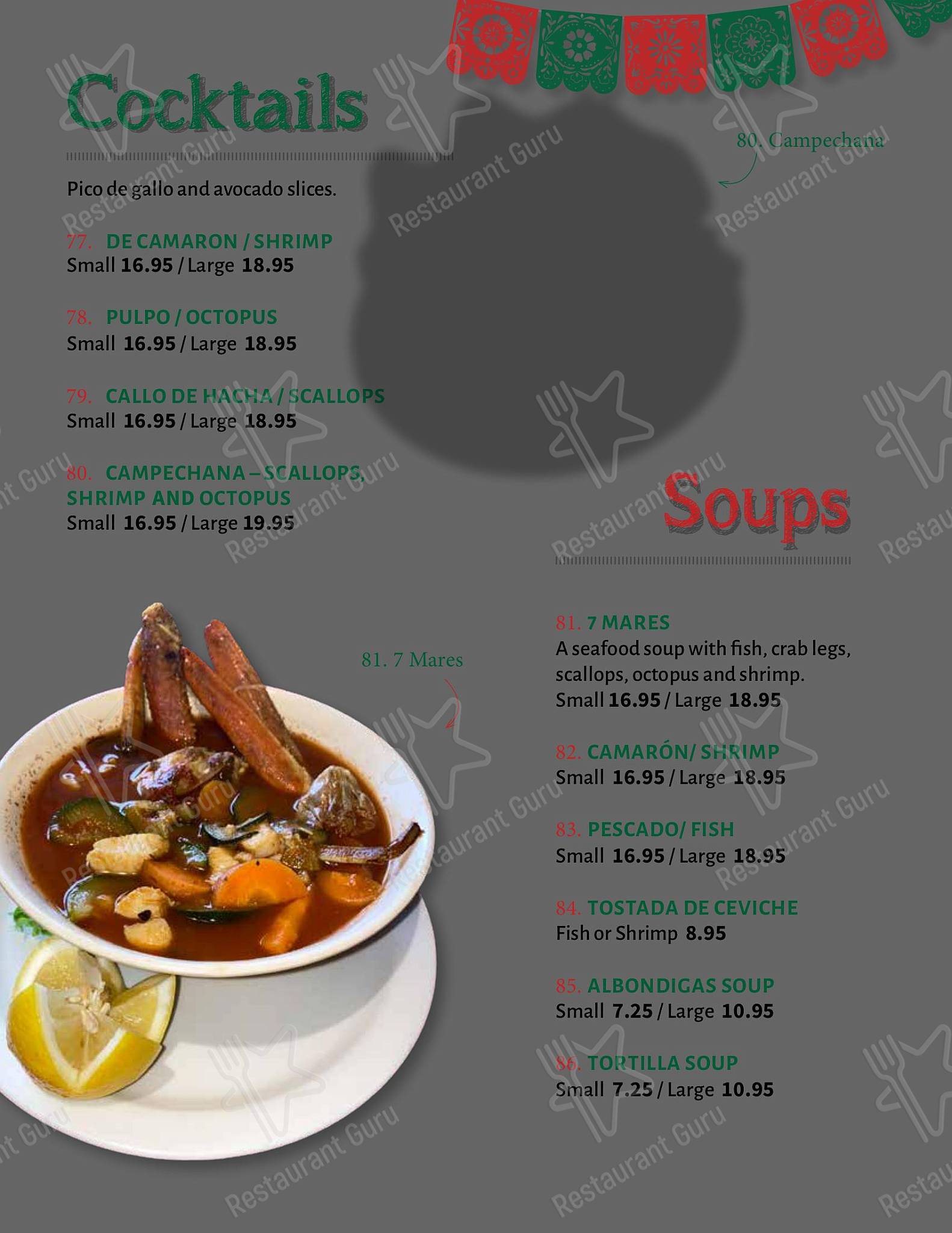 Carta de Don Perico Mexican Restaurant, Bakersfield, White Ln
