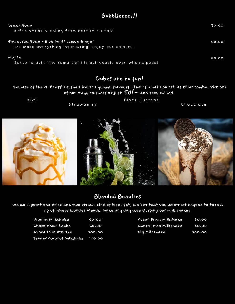 Menu at Doodle Cafe, Chennai