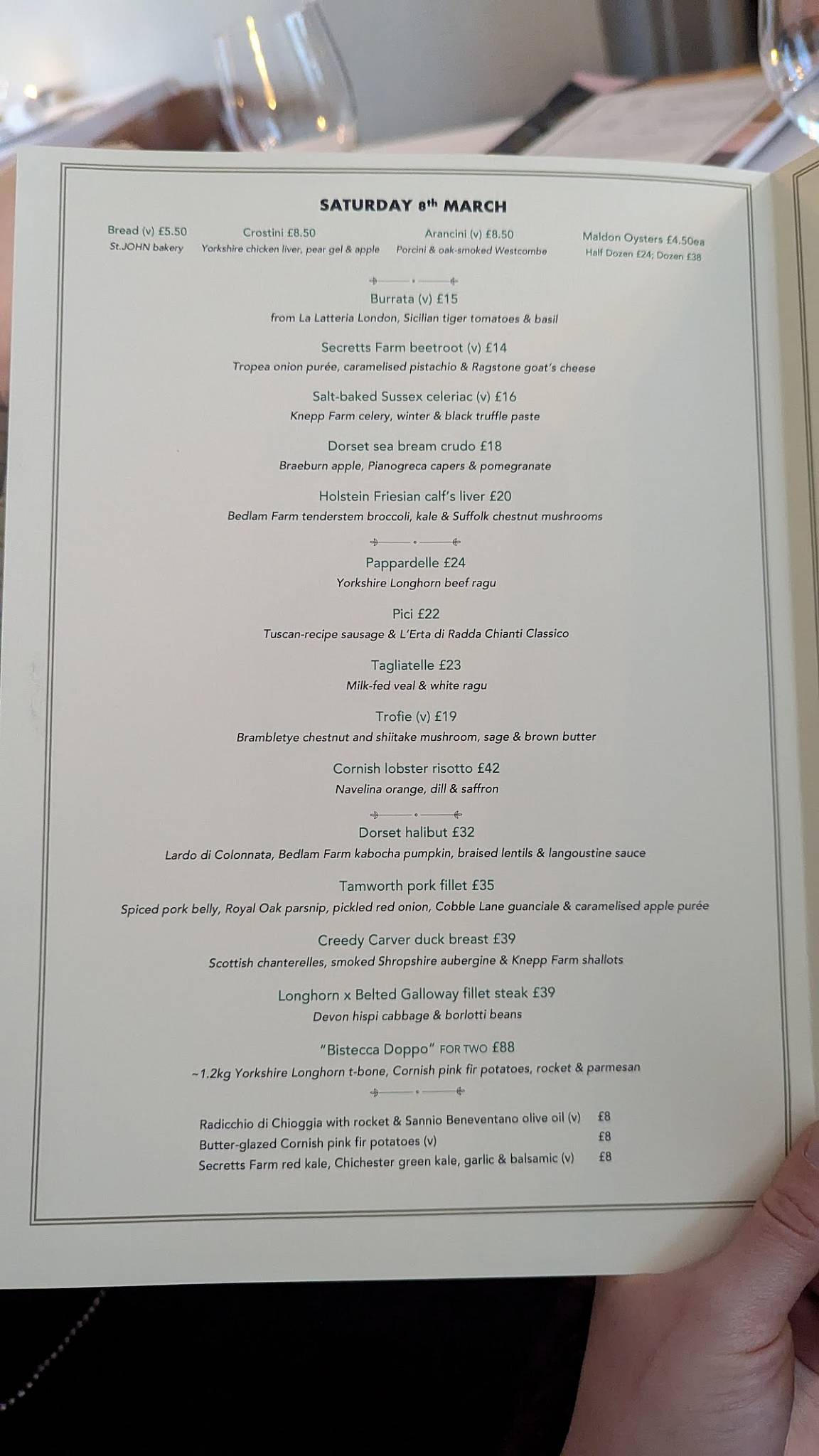Menu at Doppo restaurant, London