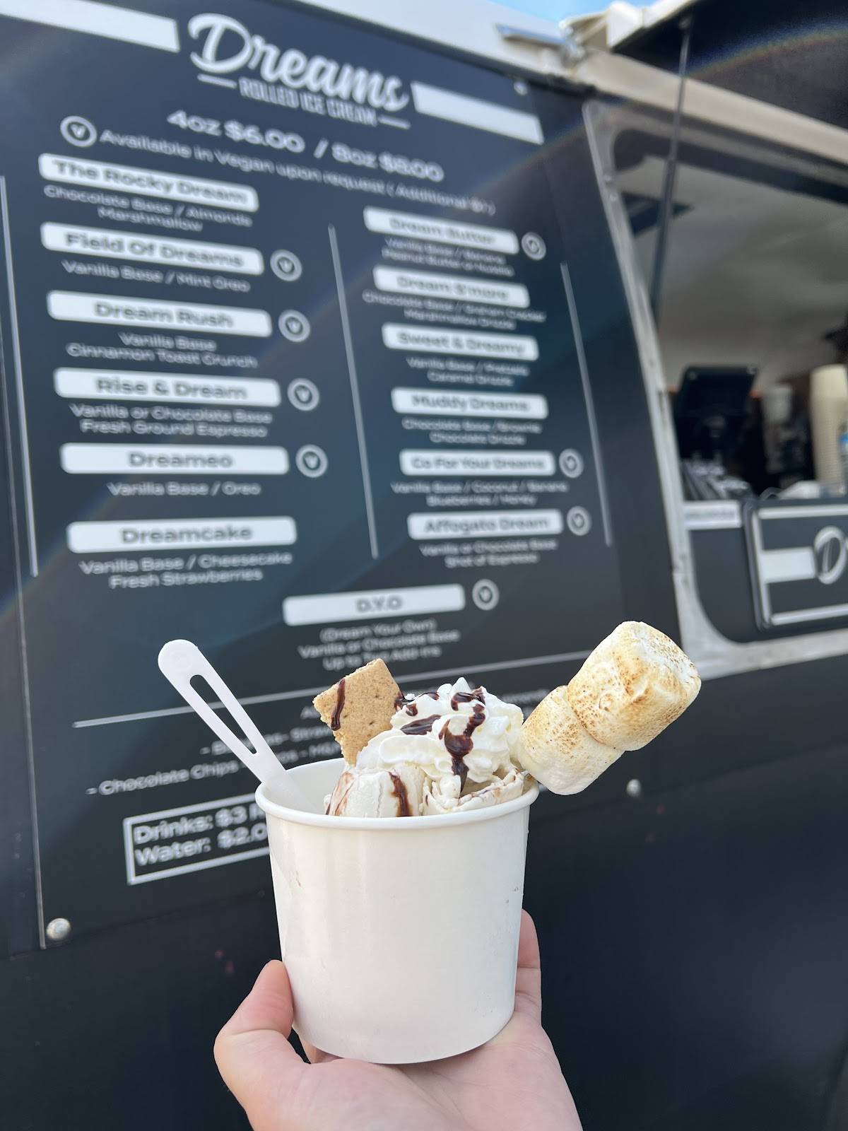 Menu at Dreams Rolled Ice Cream restaurant, Springfield