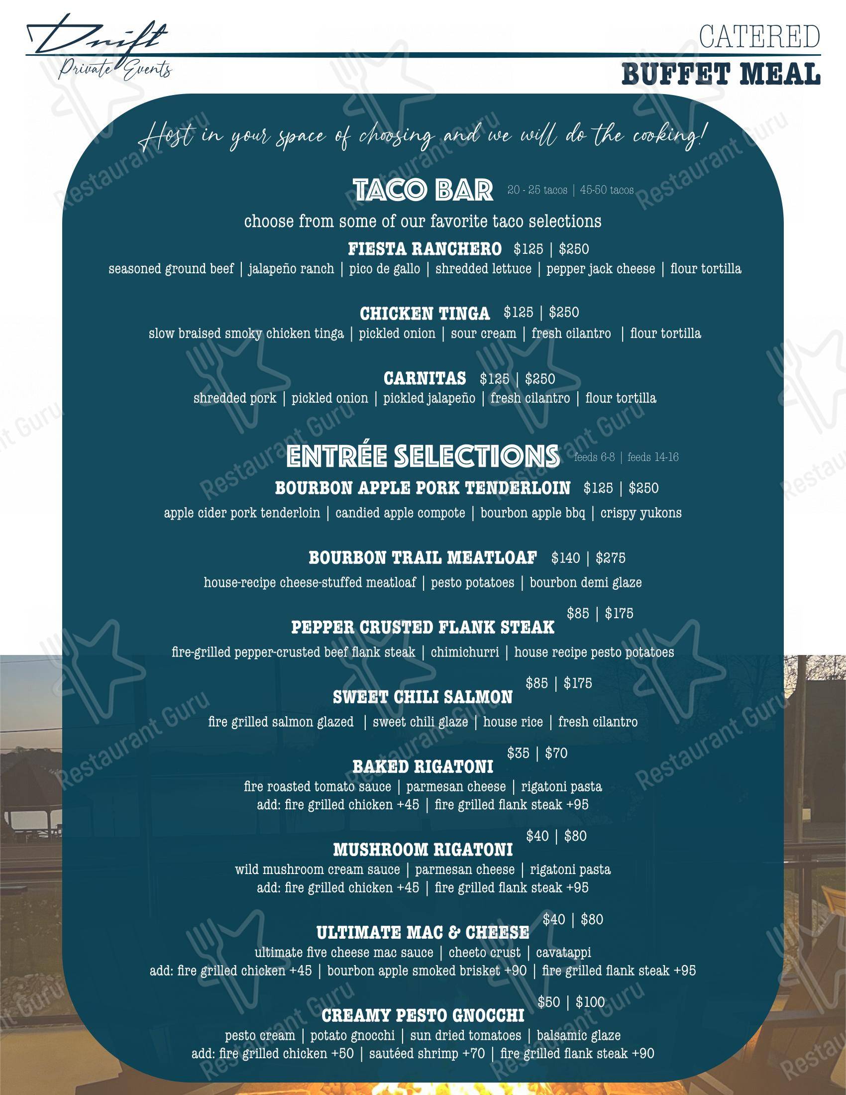 Menu at Drift on Pine pub & bar, La Porte