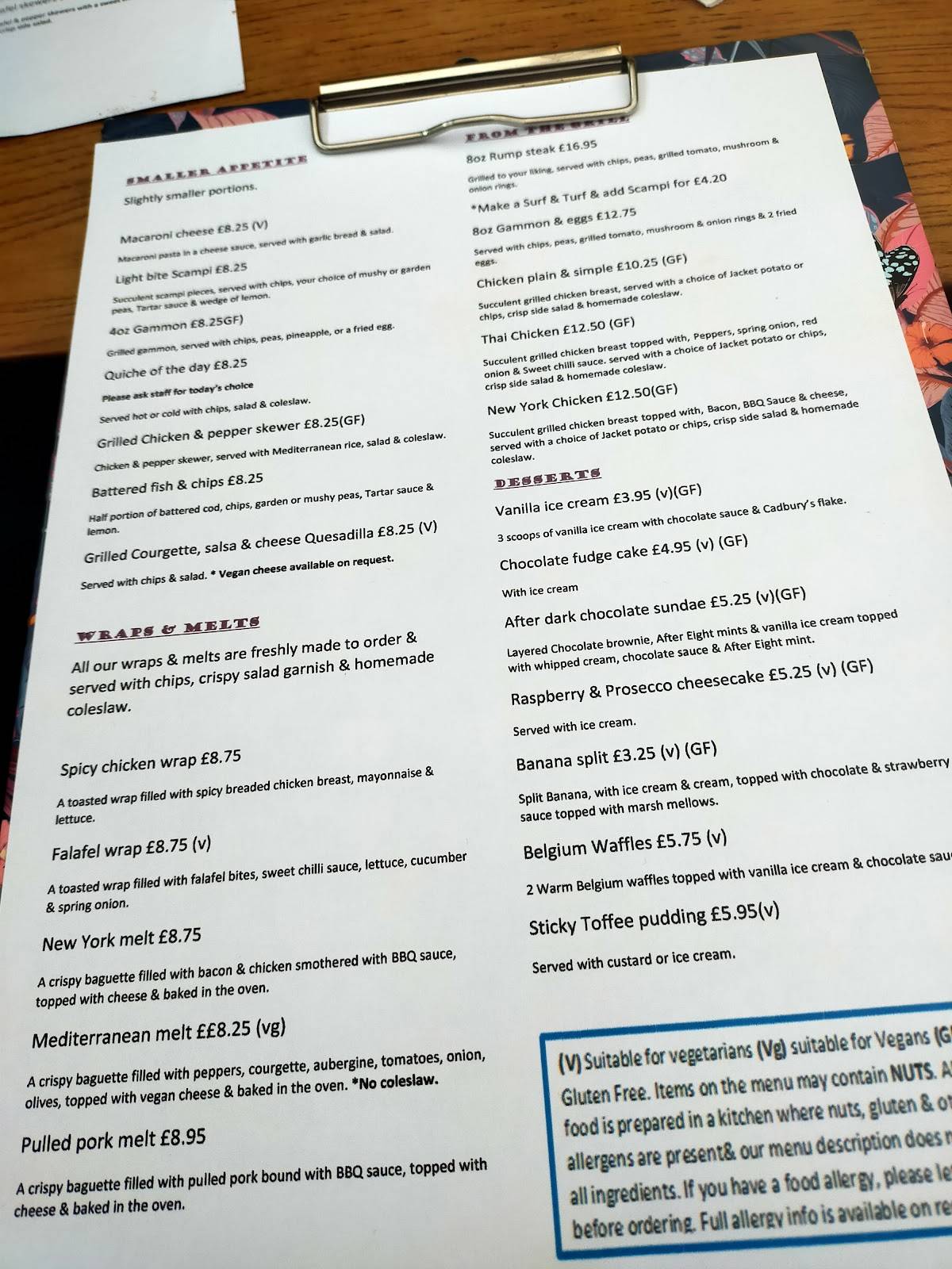 Menu at The Hyde Park Inn pub & bar, Dronfield