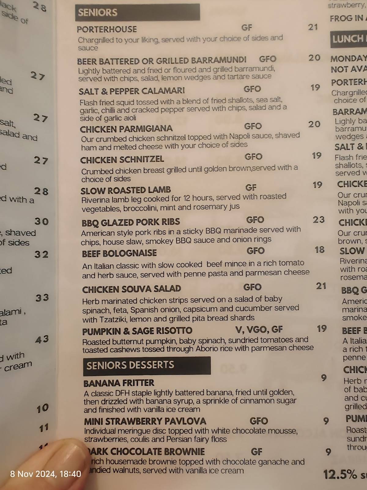Menu at Drouin Family Hotel restaurant, Drouin
