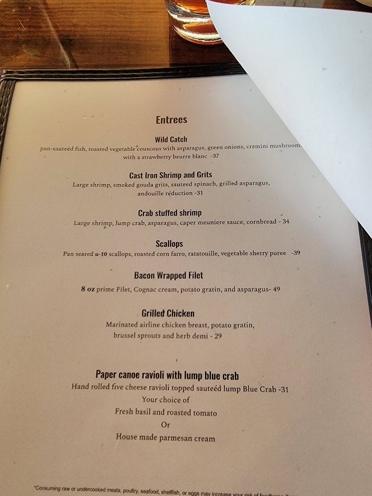 Menu at The Paper Canoe restaurant, Duck