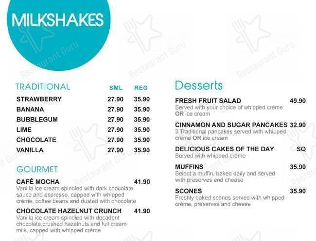 Menu at Dulce Cafe, Cape Town, CAPE TOWN INTERNATIONAL AIRPORT