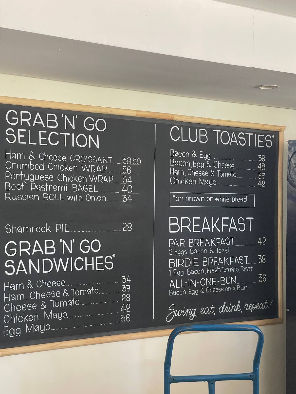 Menu at Durbanville Golf Club Restaurant, Cape Town