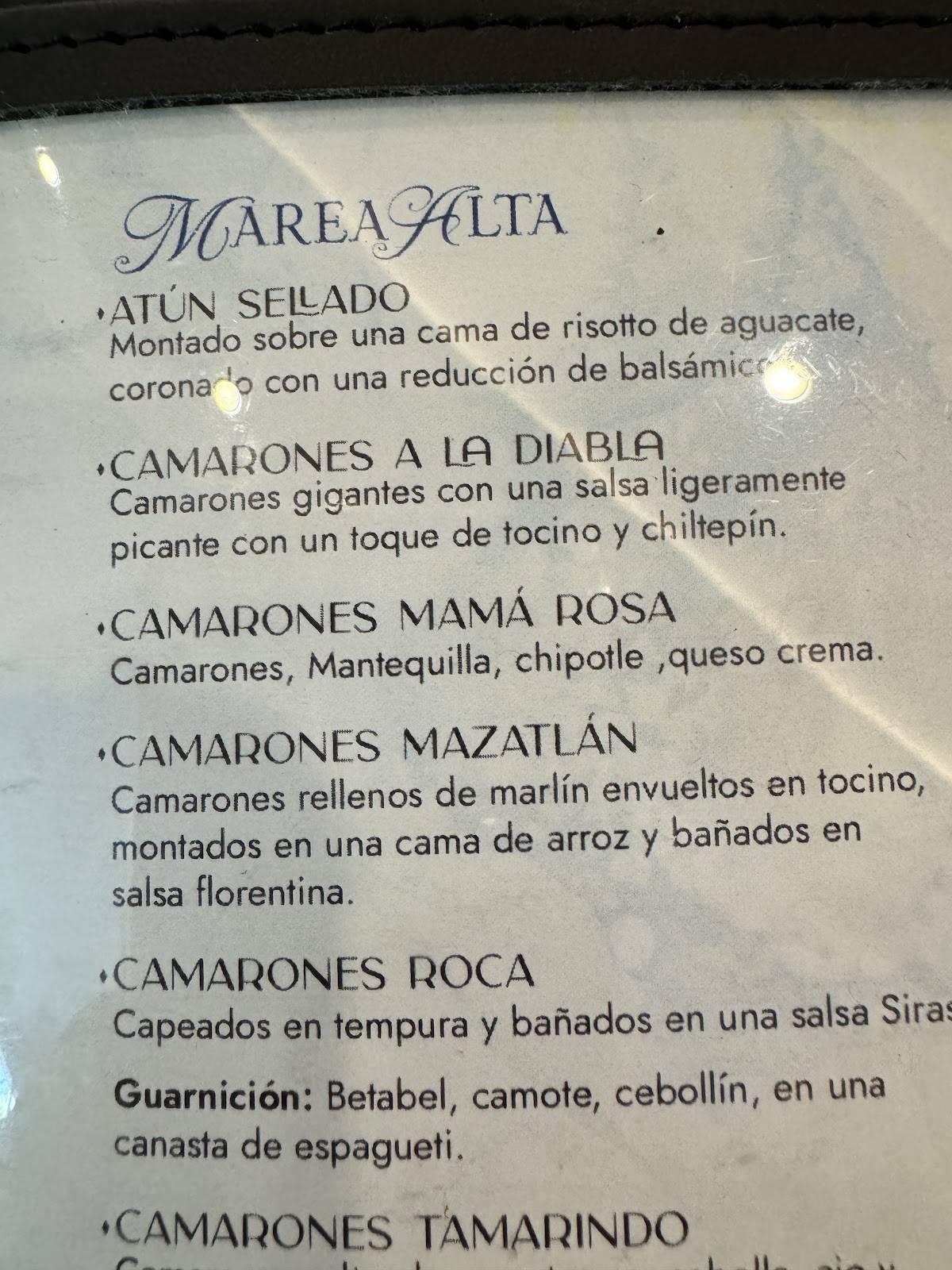 Carta del restaurante EL REY AZUL MARISCOS, Tuxtla Gutiérrez