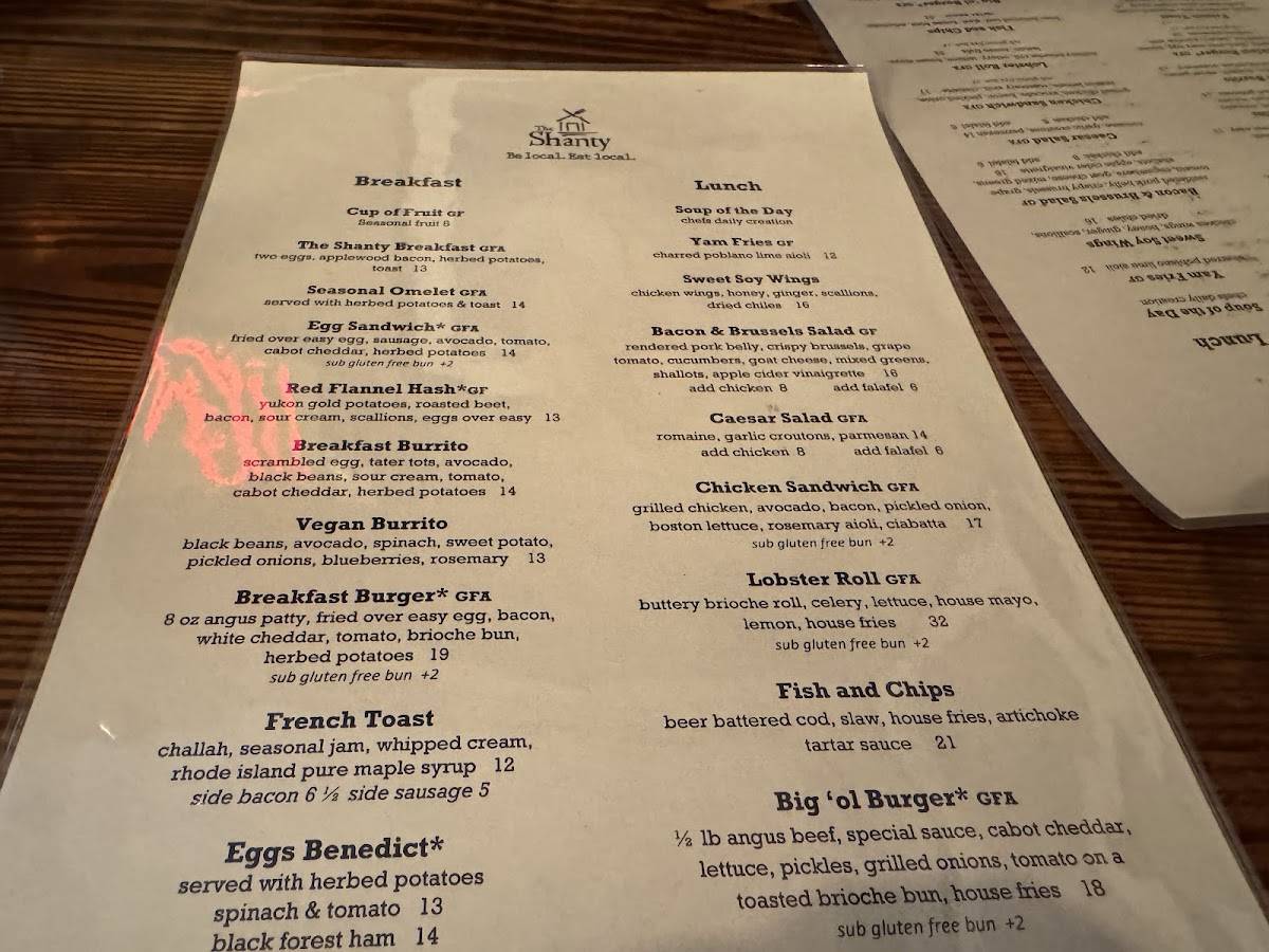 Menu at The Shanty pub & bar, Warwick, Post Rd
