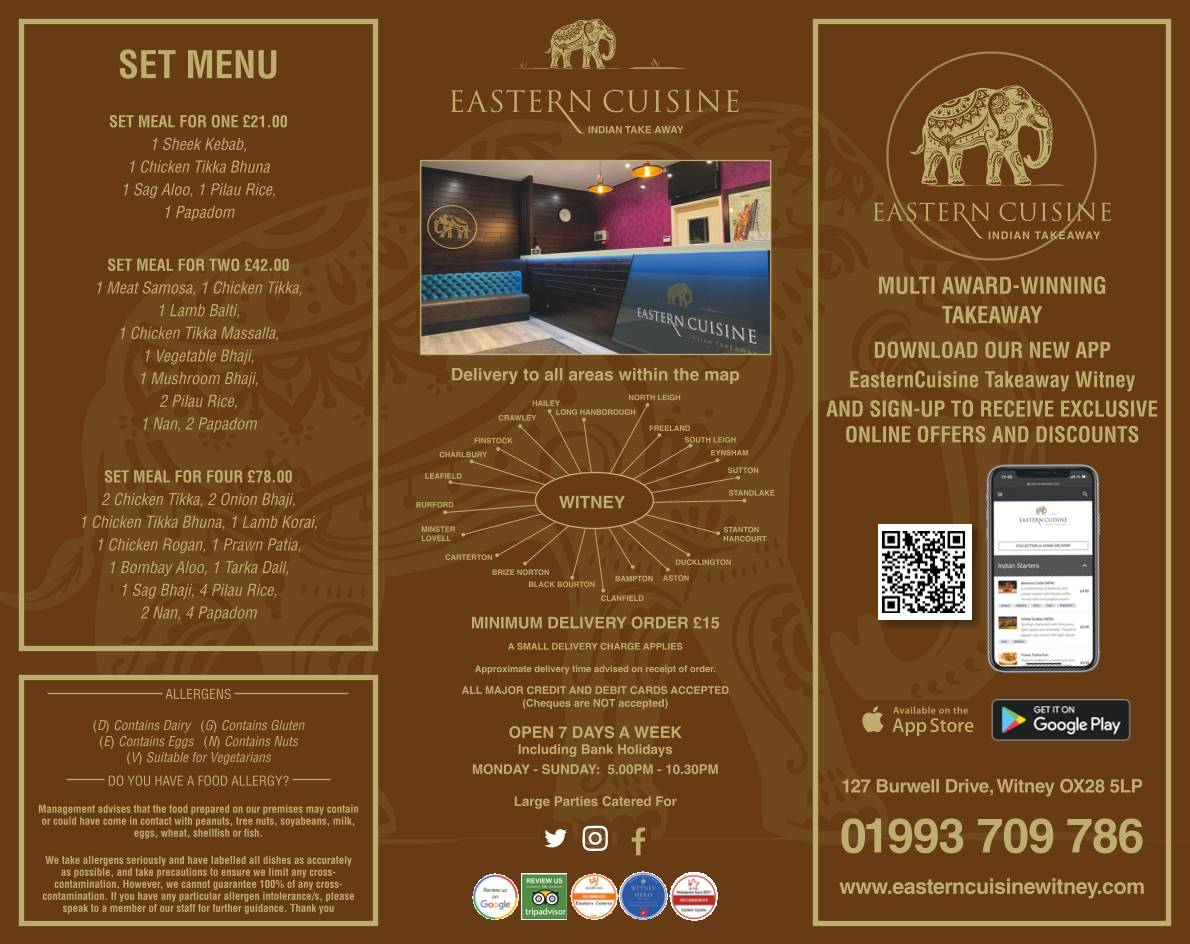 Menu at Eastern Cuisine Takeaway Witney fast food, Witney, 127 Burwell Dr.