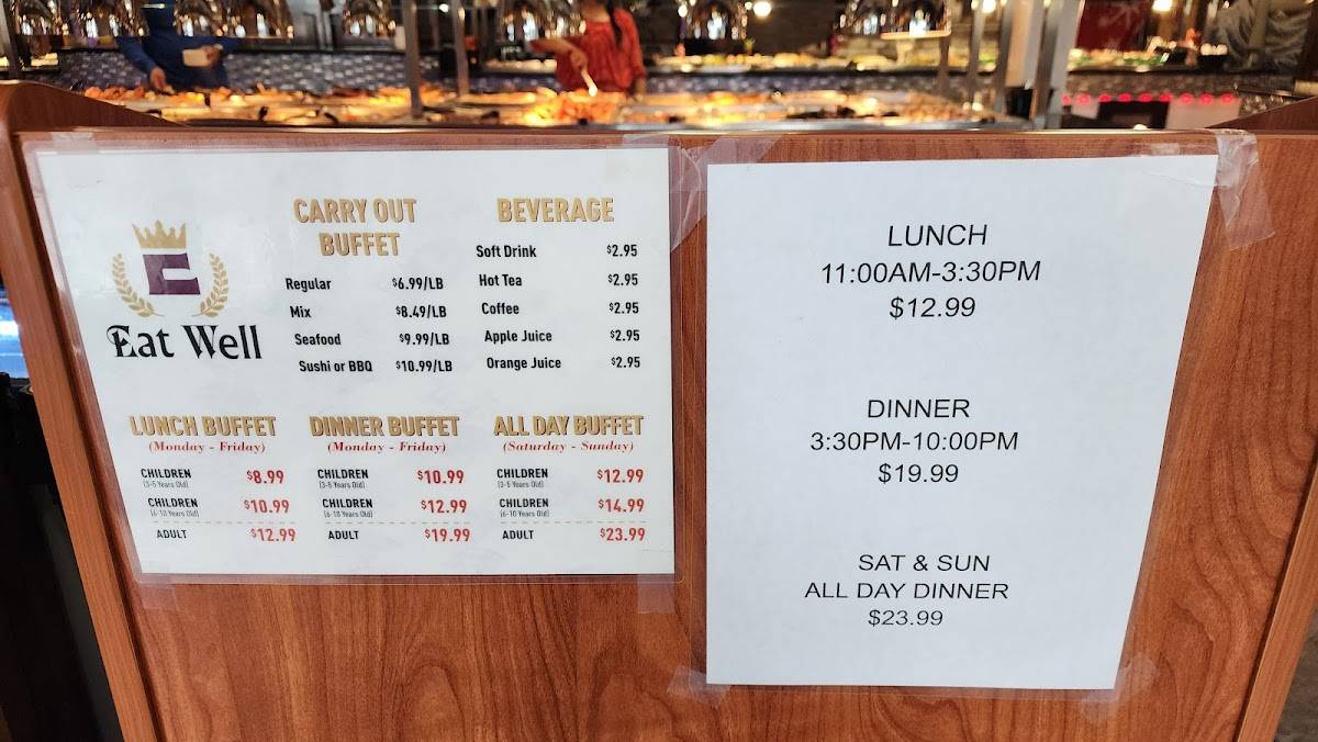 Menu at Eat Well Modern Buffet restaurant, Bergenfield