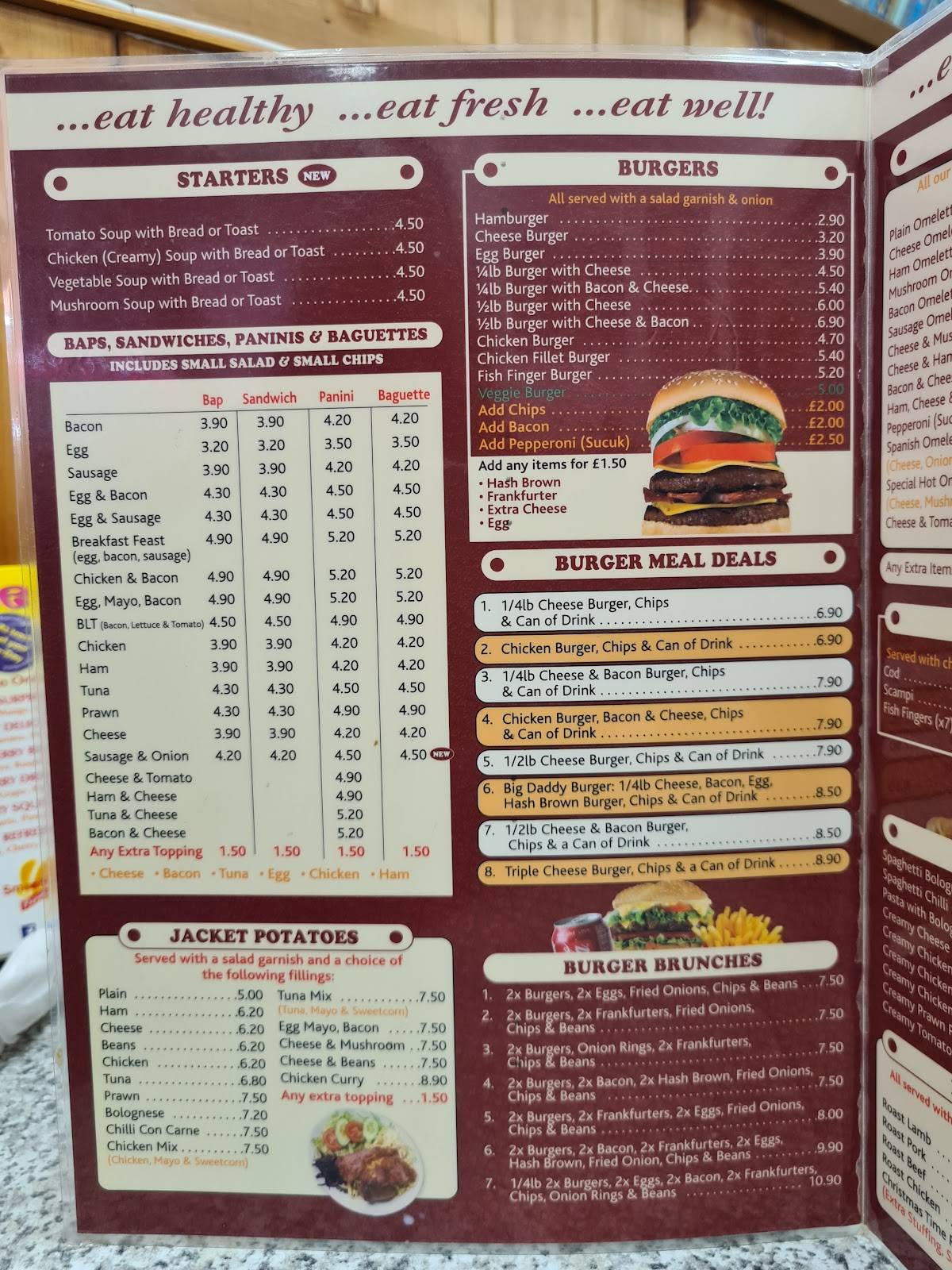 Menu at Eatwell Cafe, King's Lynn