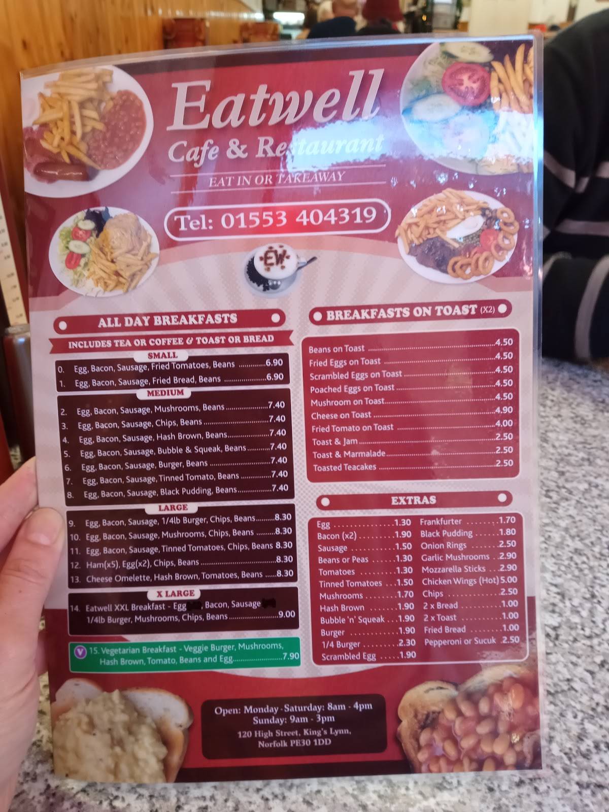 Menu at Eatwell Cafe, King's Lynn
