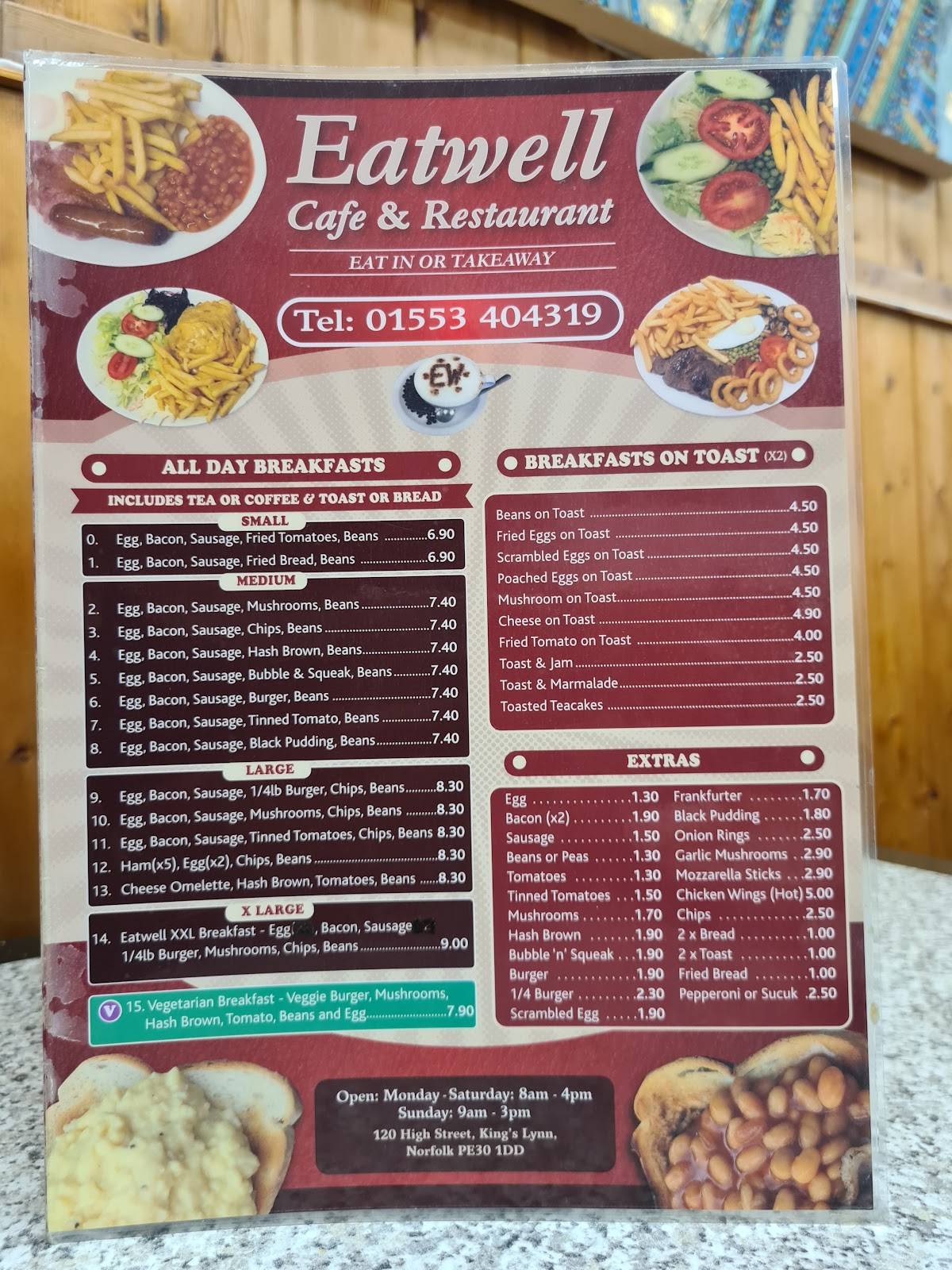 Menu at Eatwell Cafe, King's Lynn