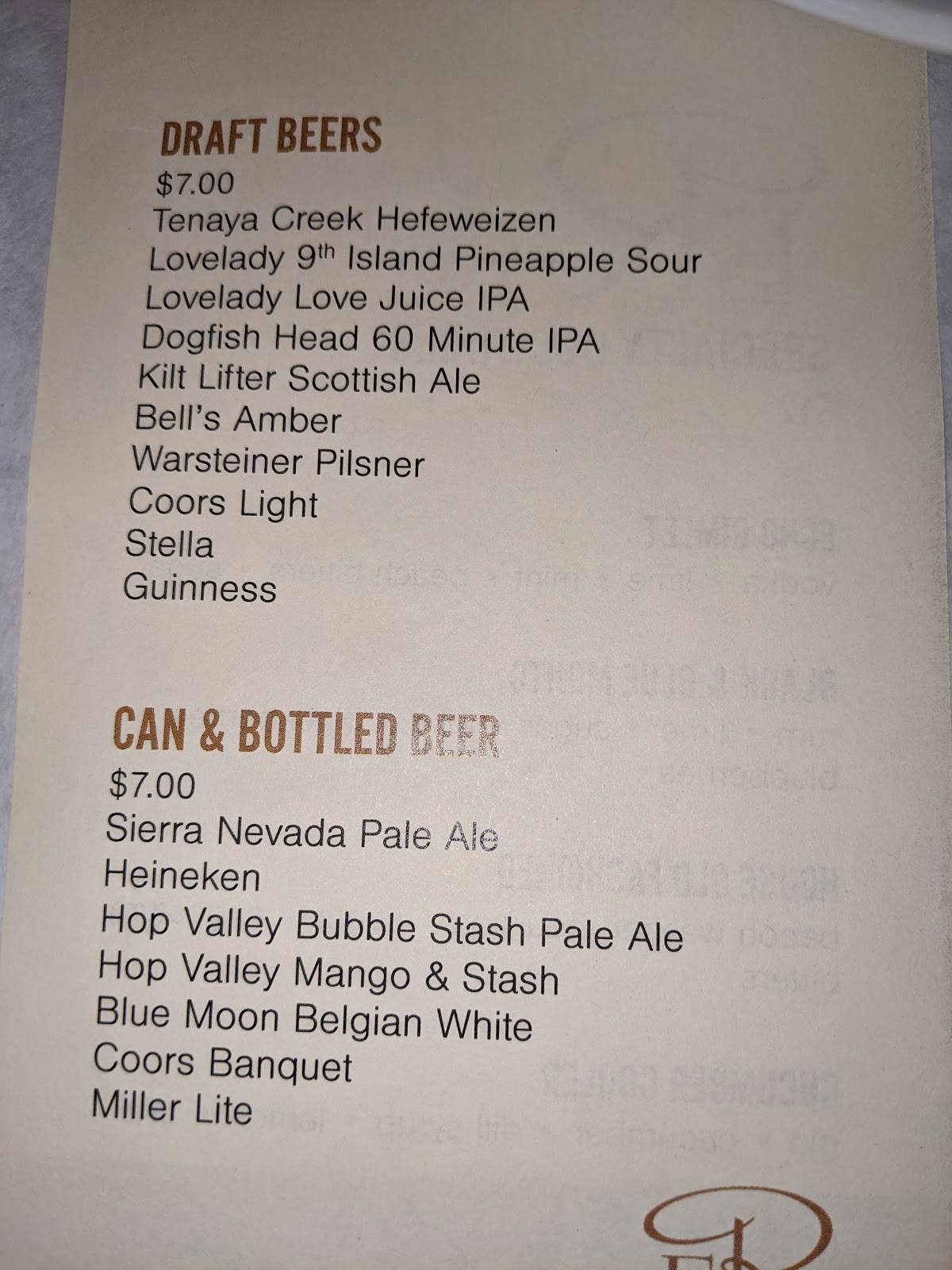 Menu at Echo & Rig steakhouse, Las Vegas