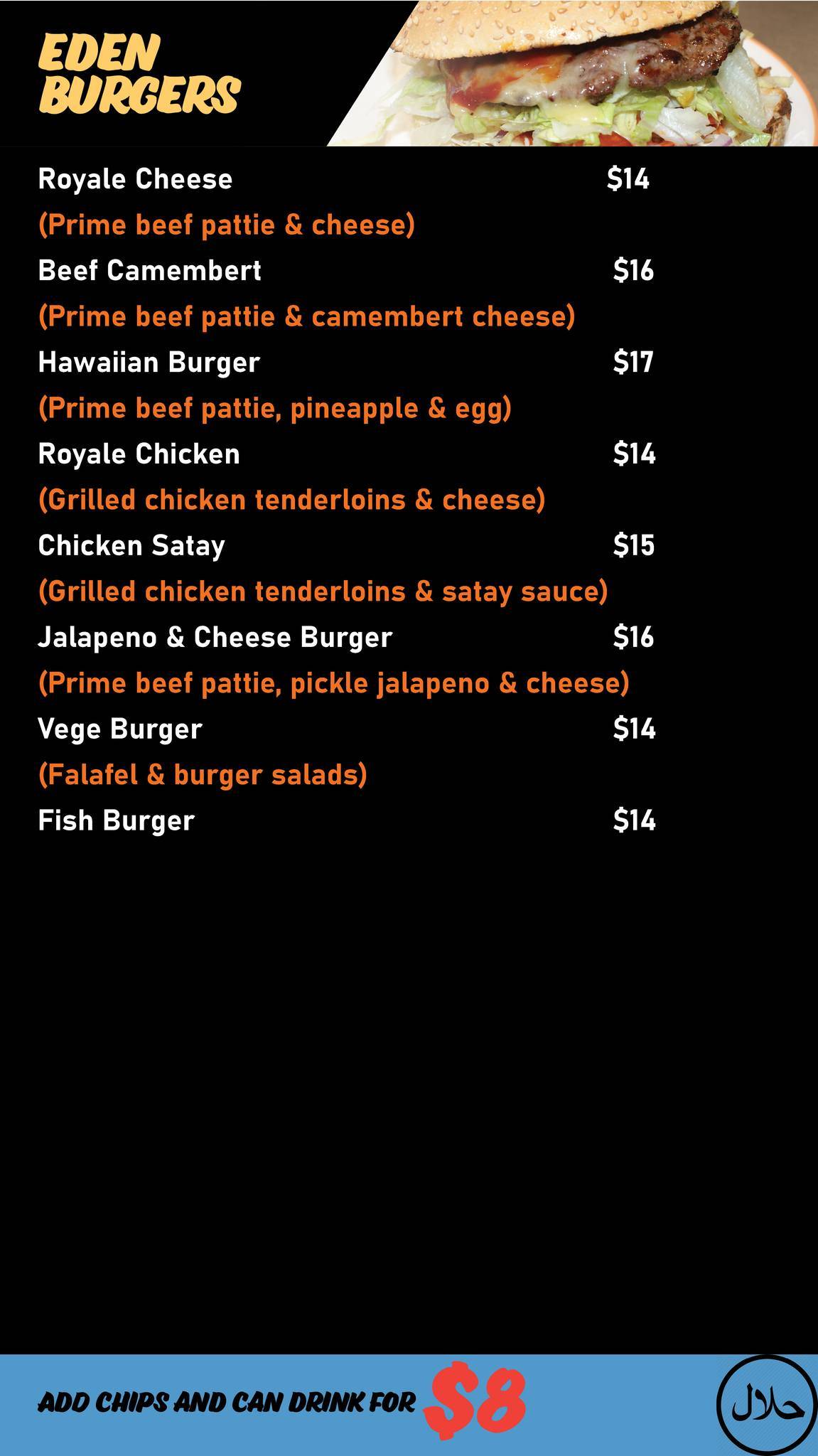 Menu at Eden Kebab restaurant, Auckland, 2/891 Mount Eden Rd