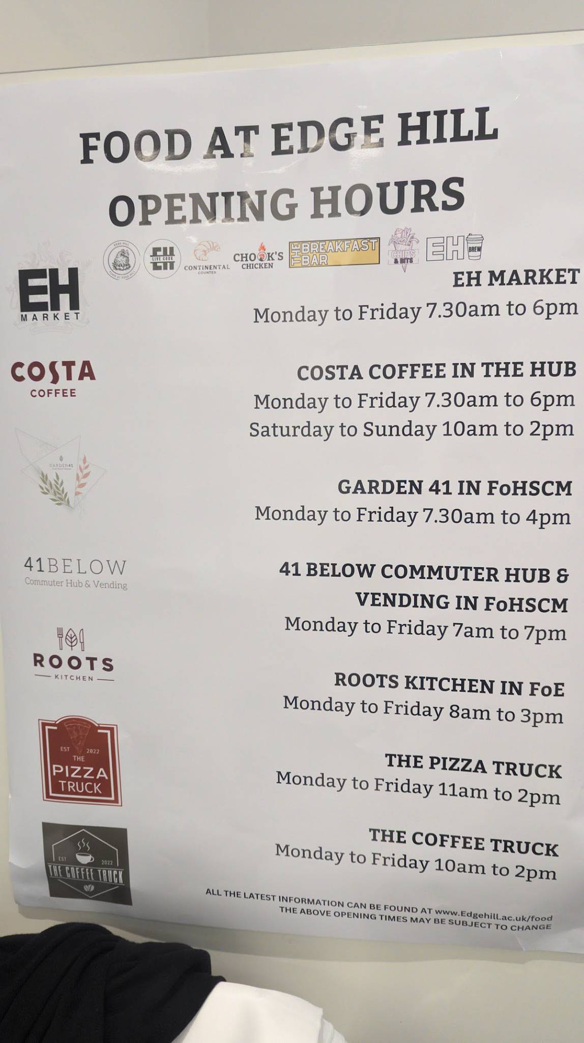 Menu at Edge Hill Brew, Ormskirk