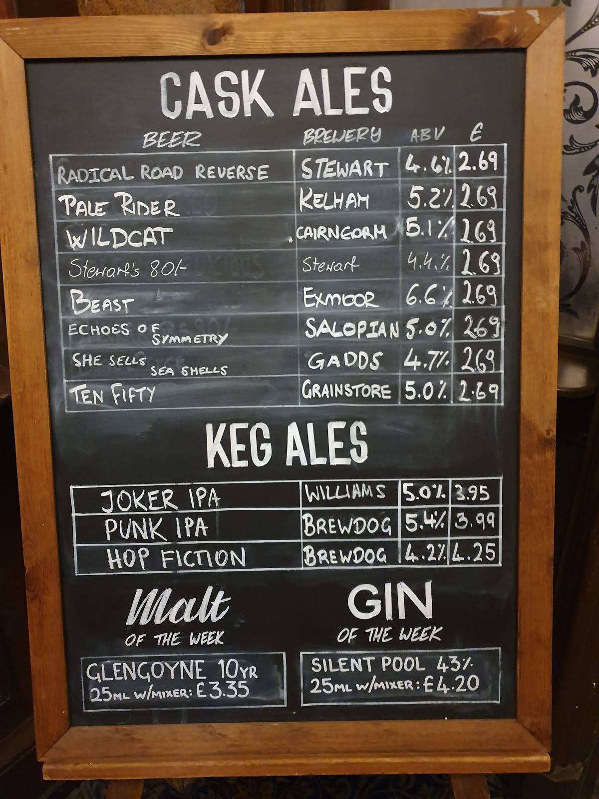 Menu at The Standing Order - JD Wetherspoon pub & bar, Edinburgh, 62-66 ...