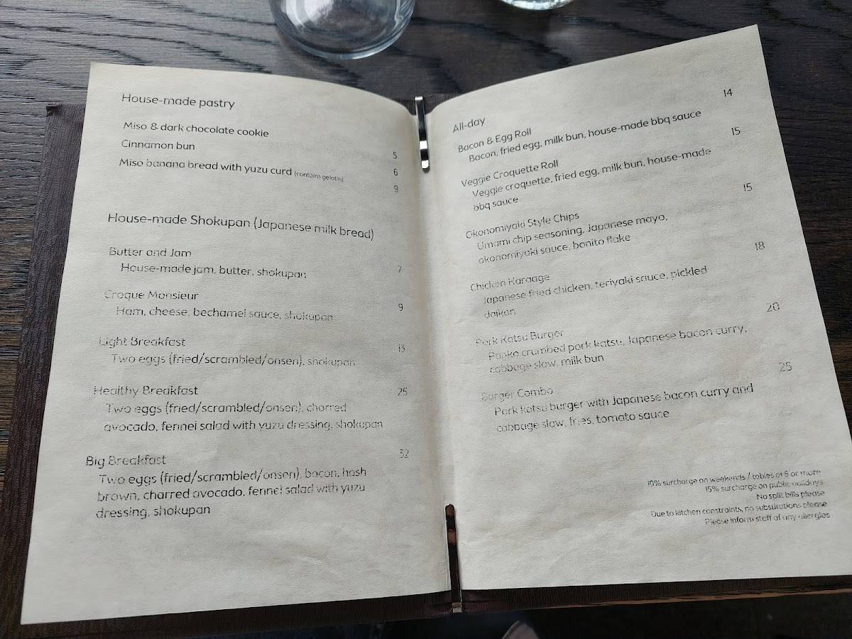 Menu at Edition Roasters cafe, Sydney, 60 Darling Dr