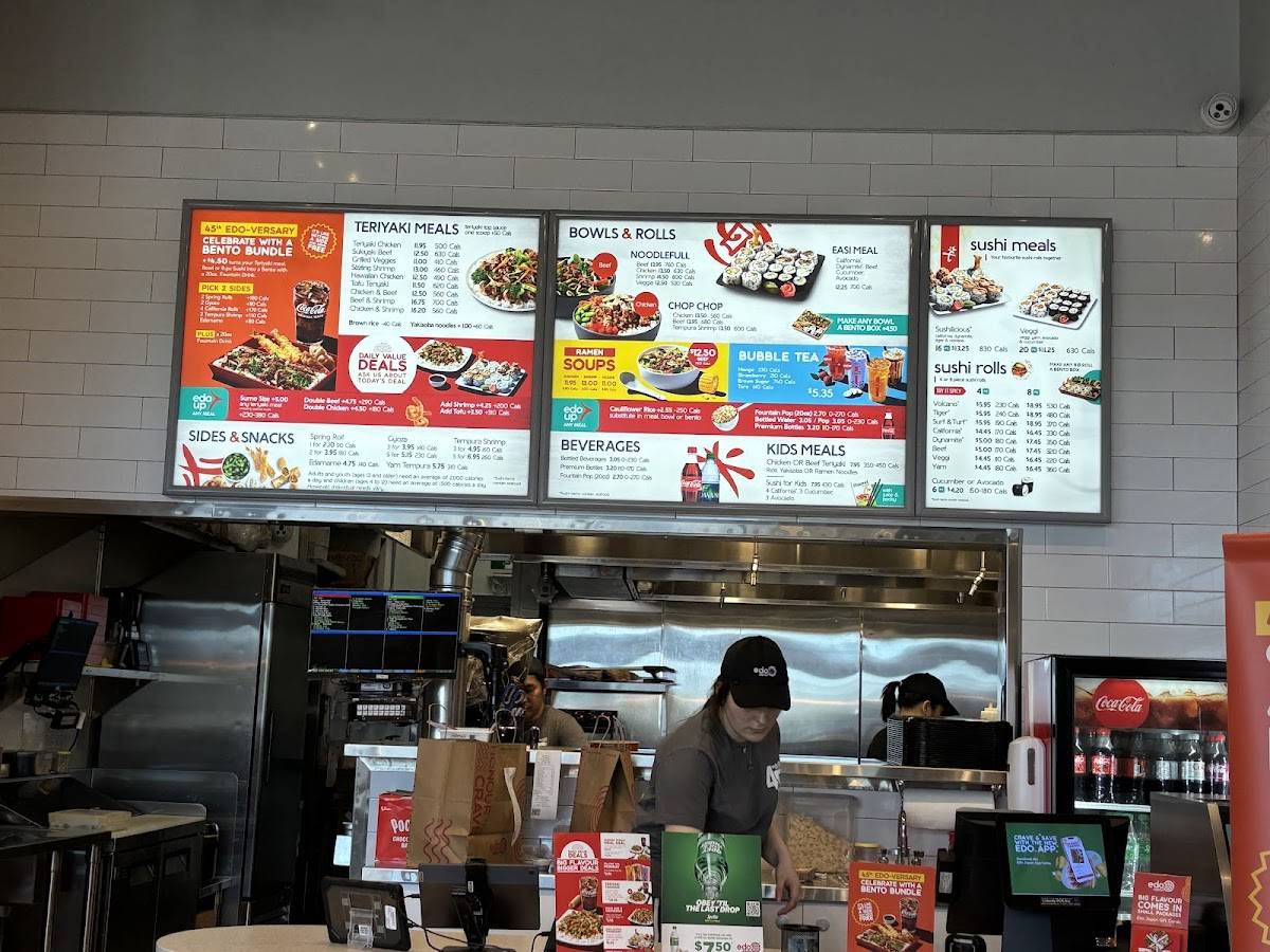 Menu au Edo Japan fast food, Newmarket