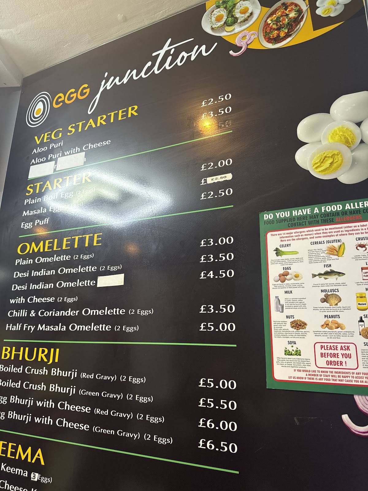 Menu at Egg Junction restaurant, London