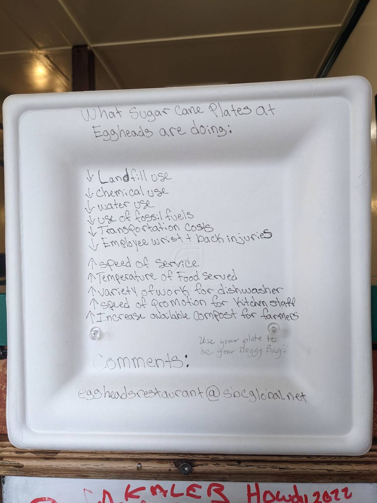 Menu at Egghead's Restaurant, Fort Bragg