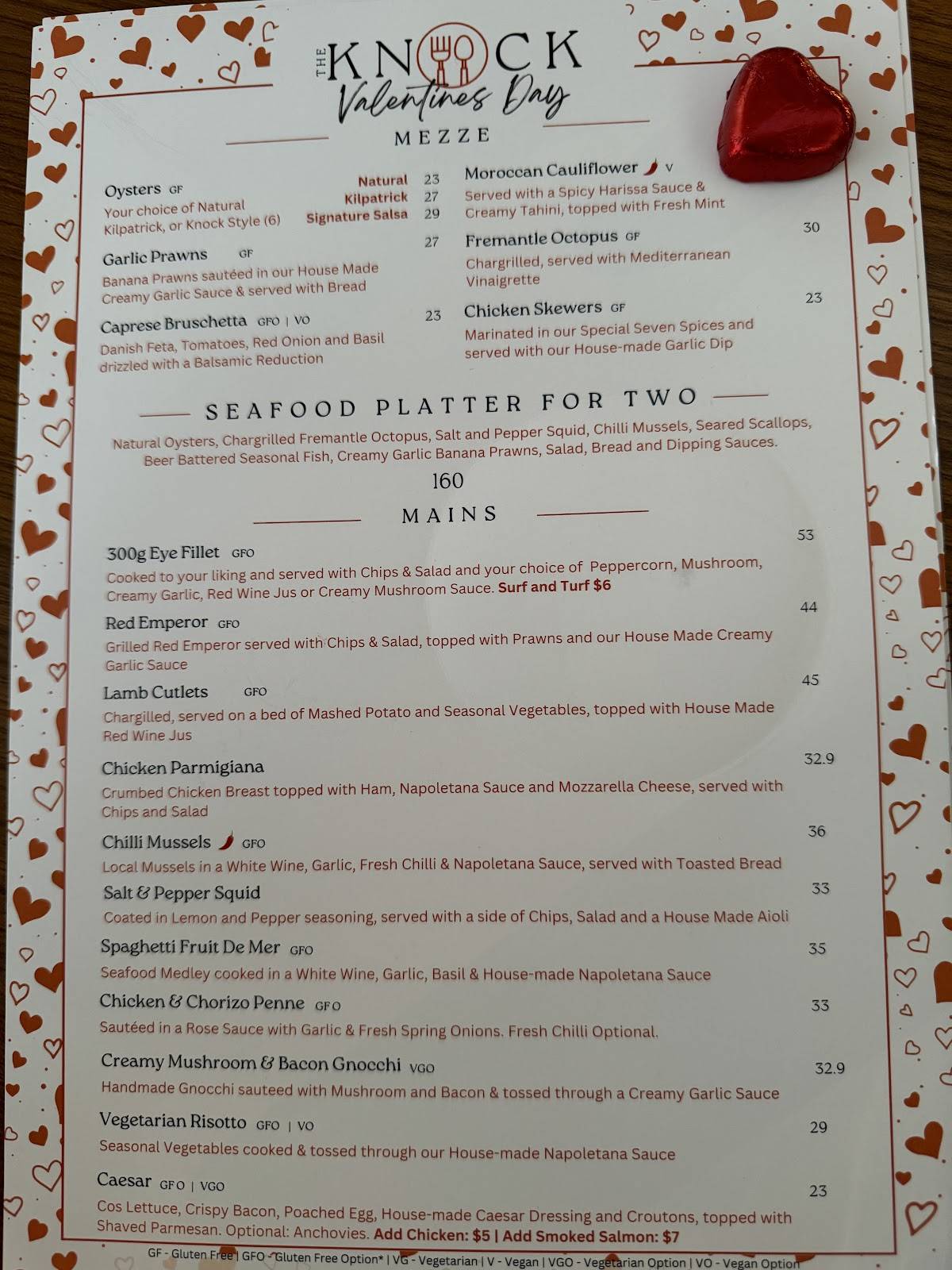 Menu at Eight on the Beach restaurant, Rockingham