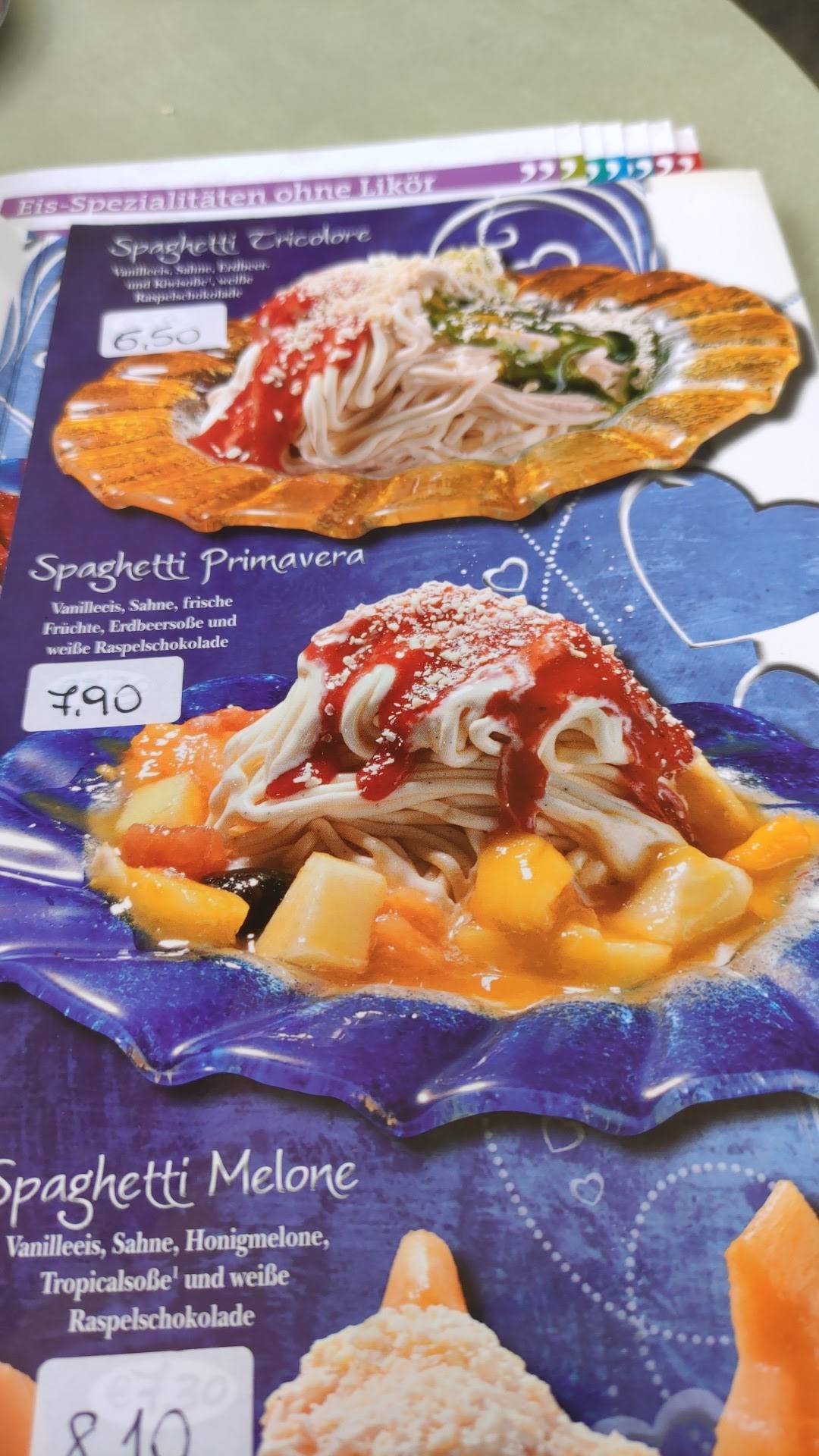 Menu au Eiscafé Mona Lisa, Lörrach, Basler Str. 165