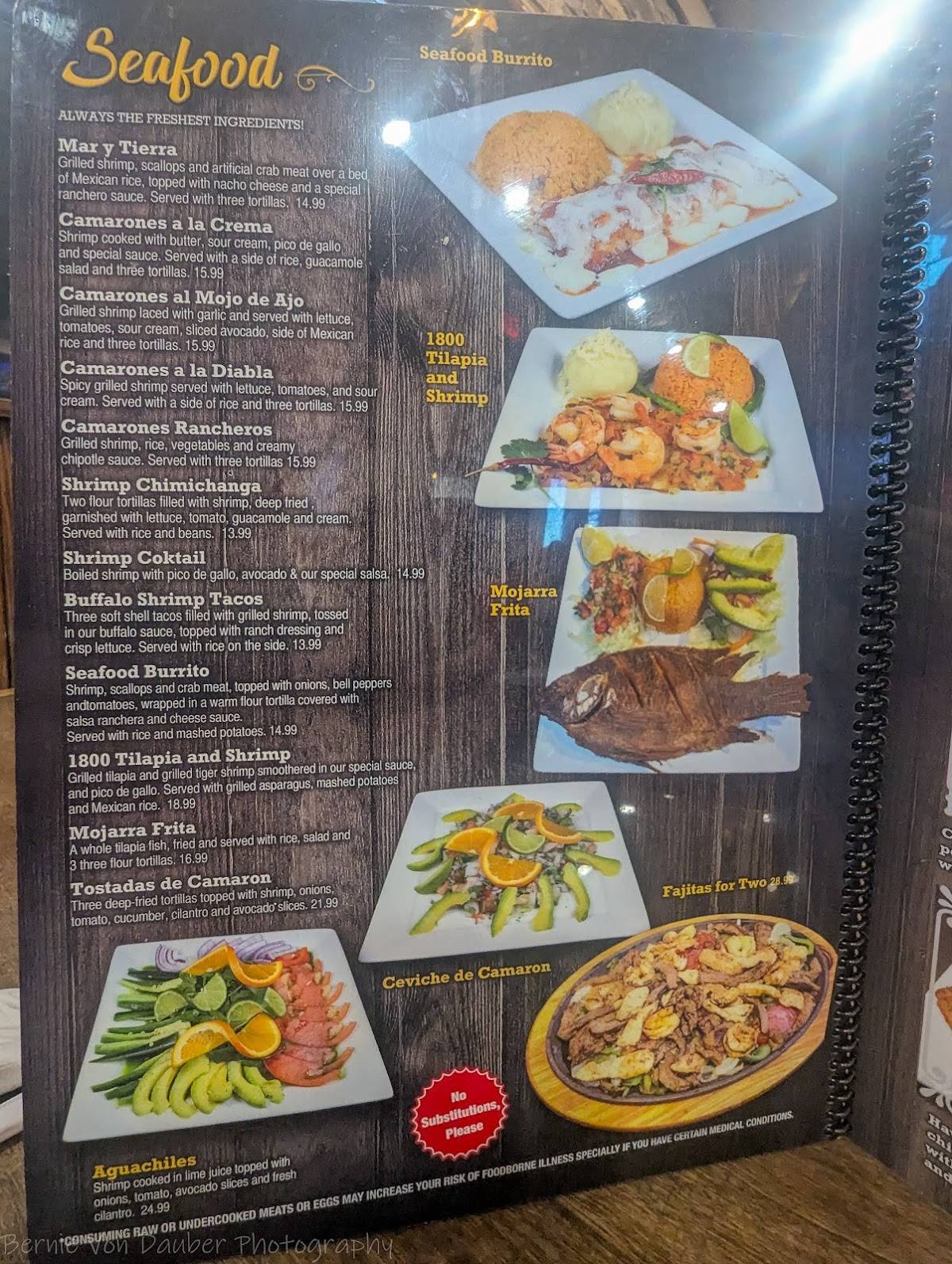 Menu at El 1800 Mexican Restaurant, Douglas