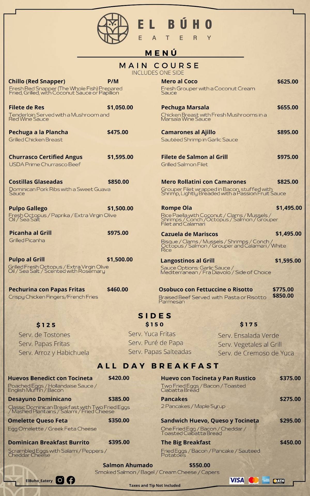 Carta de Café El Buho, Santo Domingo